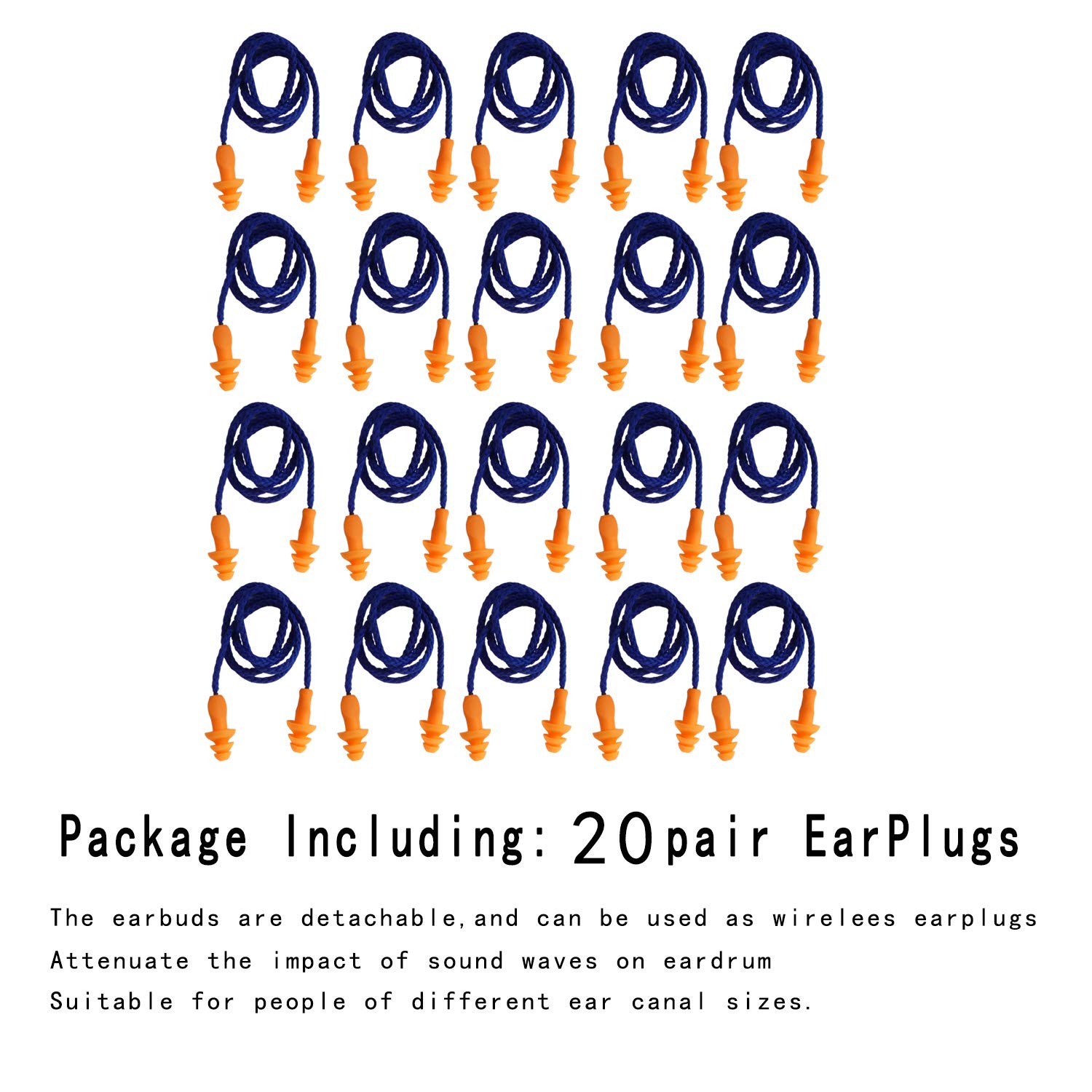 Silicone Ear Plugs, 20 Pairs Waterproof Reusable Noise Reduction Ear Plugs for Sleeping Swimming Shooting Hunting