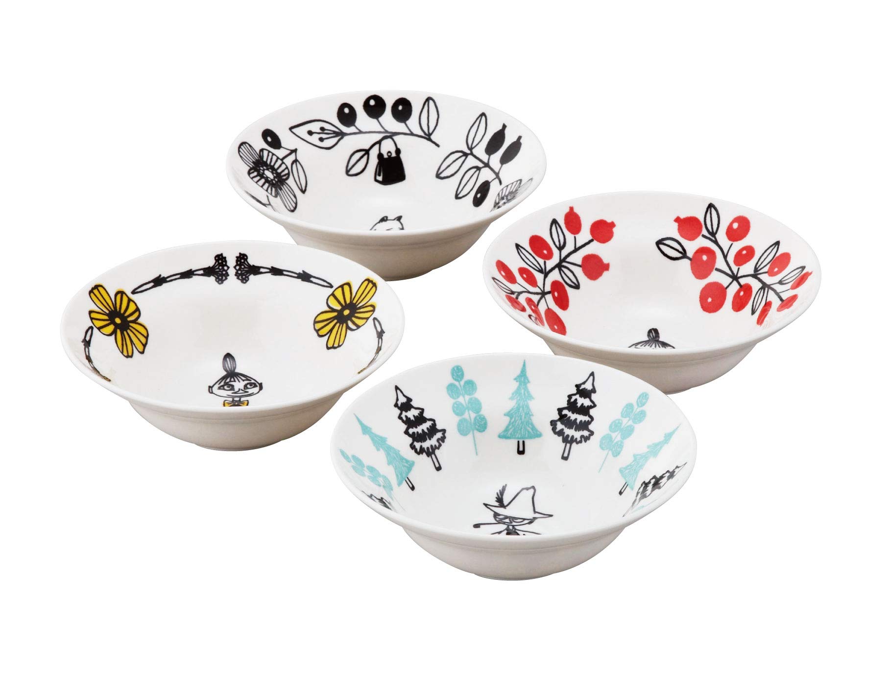山加商店 Yamaka Shoten Moomin MM1400-185 Moomin Valley Bowl, Dish, Set of 4, Microwave, Dishwasher Safe, Moomin Goods, Scandinavian, Mother's Day, Gift, Tableware, Gift, Wedding Gift, Made in Japan