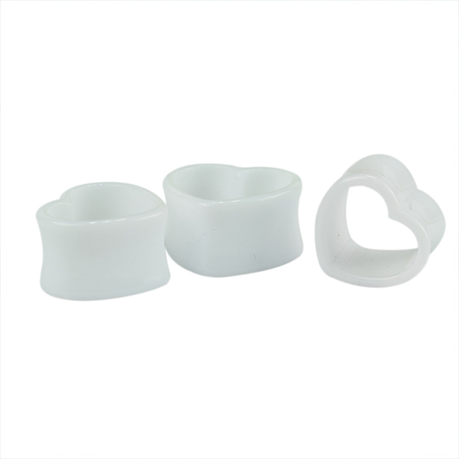 Oyaface 4 PC Heart Shaped Tunnels Double Flare Acrylic Ear Gauges Expander Stretching Piercing Set Black & White 00G