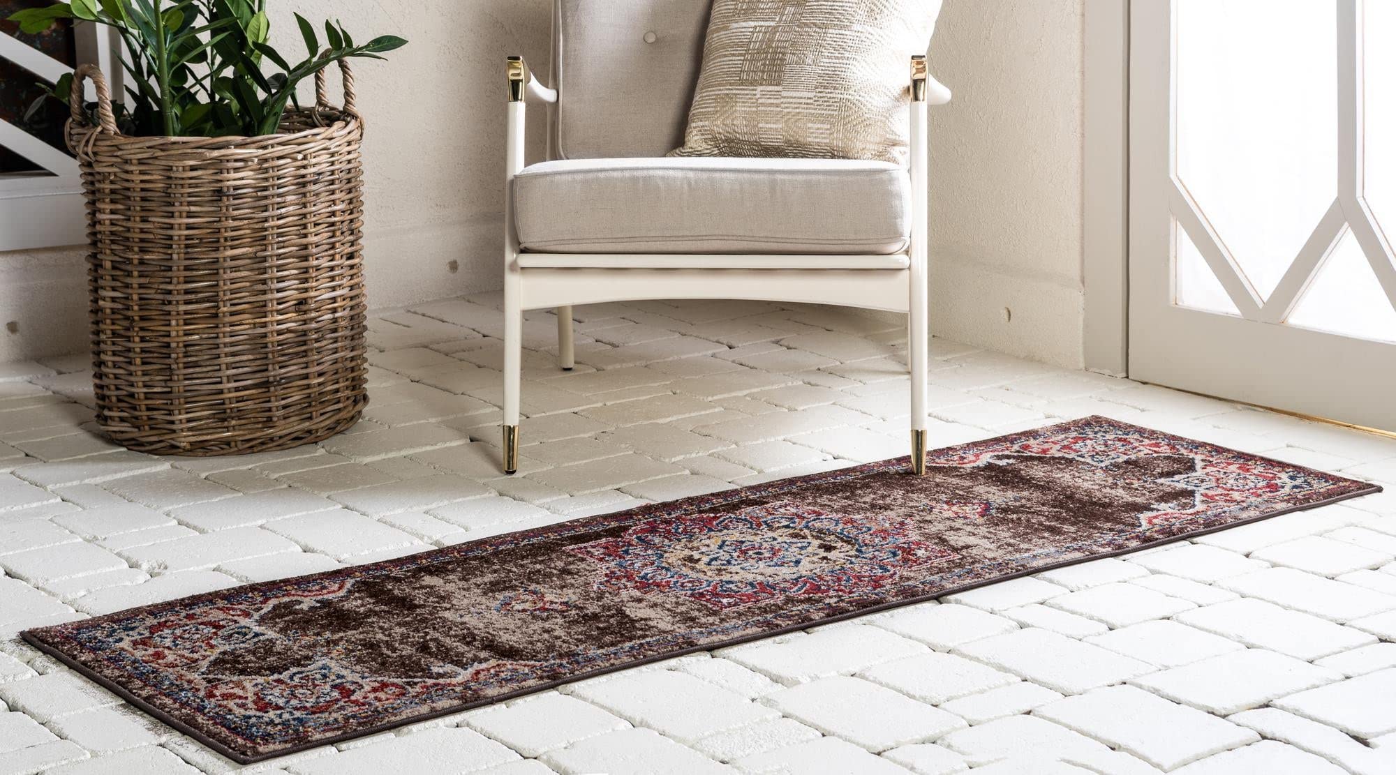 Rugs.com Eden Collection Rug β 6 Ft Runner Chocolate Brown Medium Rug Perfect for Hallways, Entryways