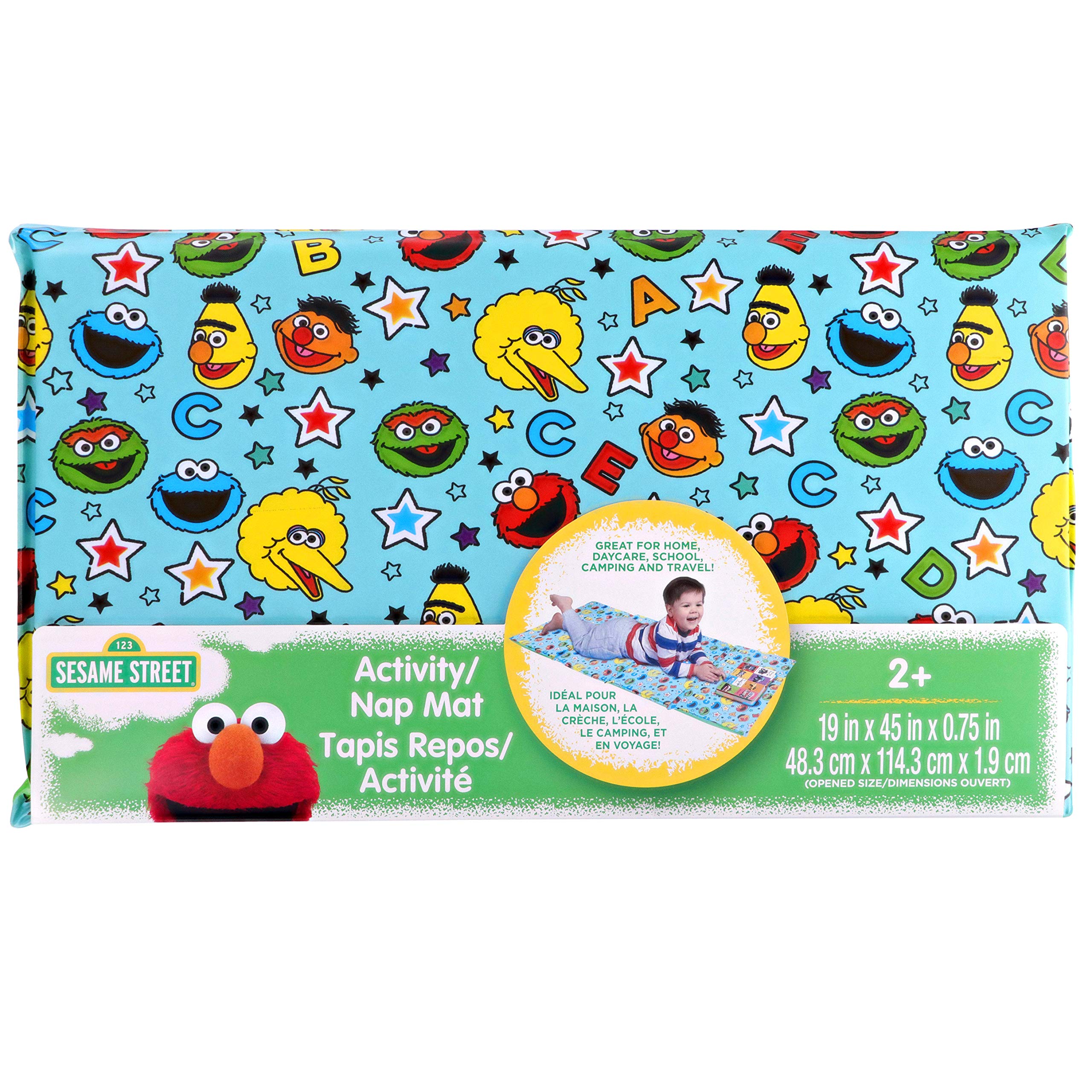 Sesame Street Cushioned Activity & Nap Mat - Elmo, Big Bird, Cookie, Burt, Ernie, & Oscar The Grouch