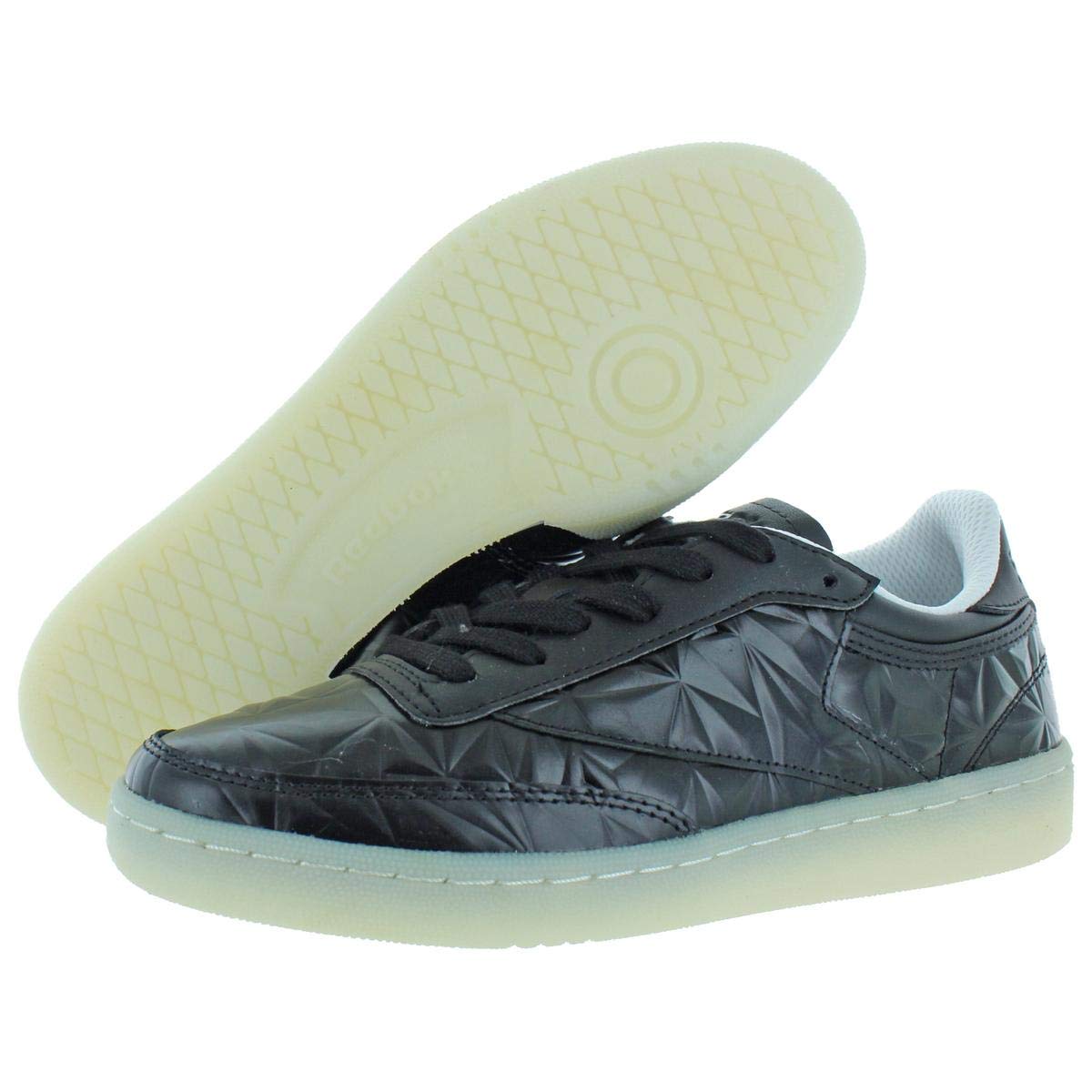 Reebok Womens Club C 85 Hype Metallic Leather Sneakers Black 8.5 Medium (B,M)