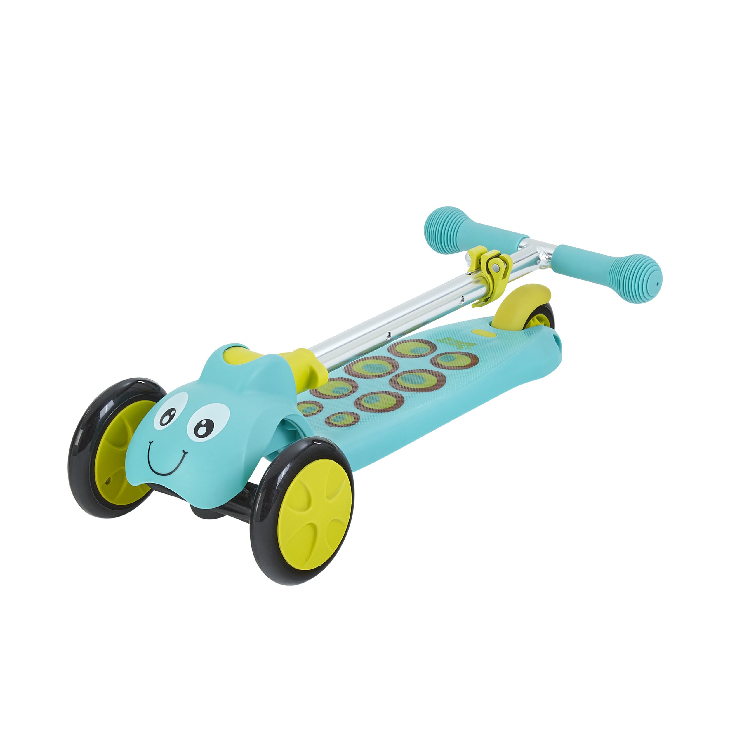 Scootiebug - Teal | 3-Wheel Foldable Scooter with Height-Adjustable Handlebar, Non-Slip Deck Surface | Develop Balance and Motor Skills, Sturdy and Easy to Maneuver | For Kids Ages 2 to 5