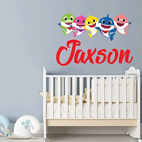 Shark Multiple Font Custom Name and Initial Nursery Wall Decal Vinyl Sticker | Home Décor | Custom Kids Room Decal | Bedside Decals | Children’s Room| Car | Laptop