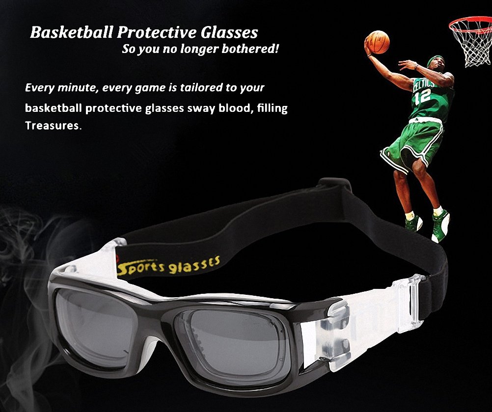 Ray Ron Eyewear for Basketball Glasses Sport Goggles Safety Glasses Adult Hard Frame Protective Transparent & Blue