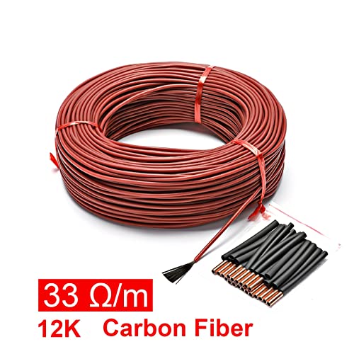 Red Far Infrared Warm Floor Room Thermostat Carbon Fiber Heating Cable (Size : 50m)