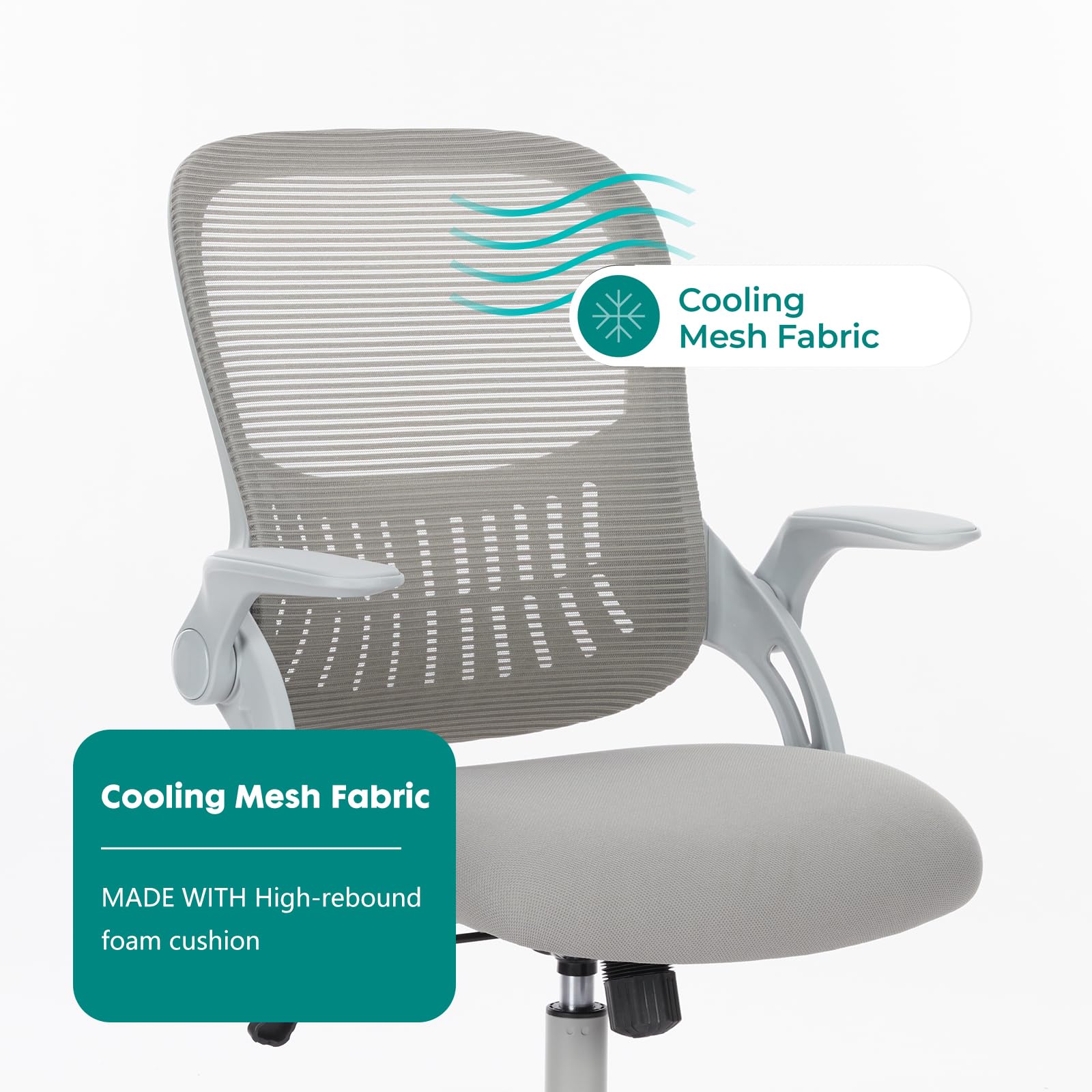 Office Chair, Ergonomic Desk Chair, Mid Back Mesh Computer Chair, Height Adjustable Rolling Swivel Task Chair with Flip-up Armrests and Lumbar Support