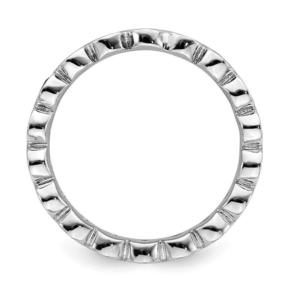 Solid 925 Sterling Silver Stackable Aquamarine Blue March Gemstone Ring Eternity Band Size 10