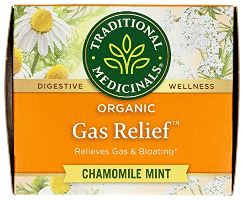 Traditional Medicinals Organic Gas Relief Chamomile Mint Herbal Tea, Relieves Gas & Bloating, (Pack of 1) - 16 Tea Bags