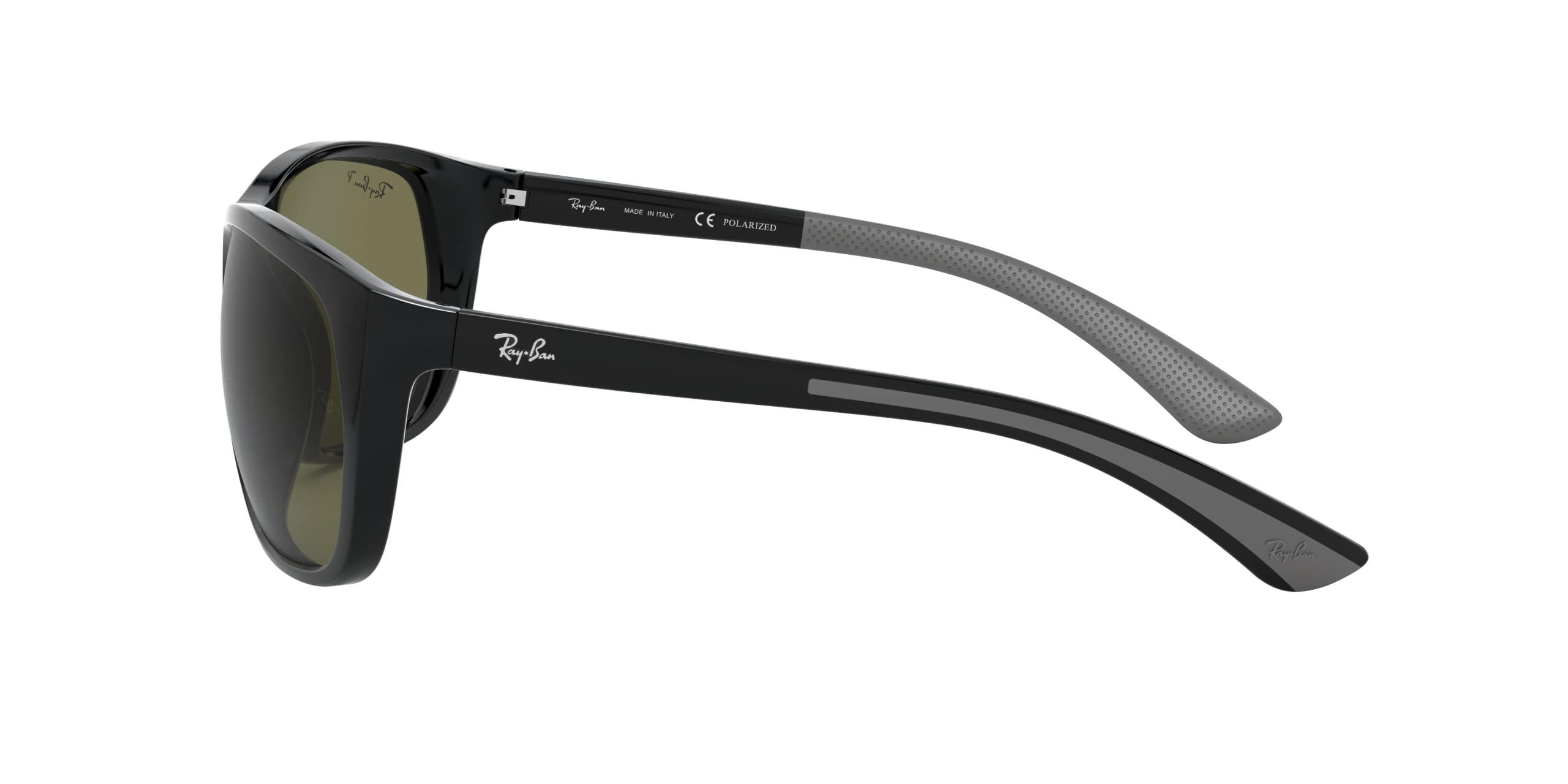 Ray-Ban Men's Rb4307 Square Sunglasses, Black/Polarized Green, 61 mm