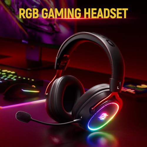 Ozeino Wireless Gaming Headset for PS5 PS4 PC Laptop -7.1 Surround Sound, Detachable Noise-Canceling Mic, 33H Playtime, 50mm Driver PS5 Headset