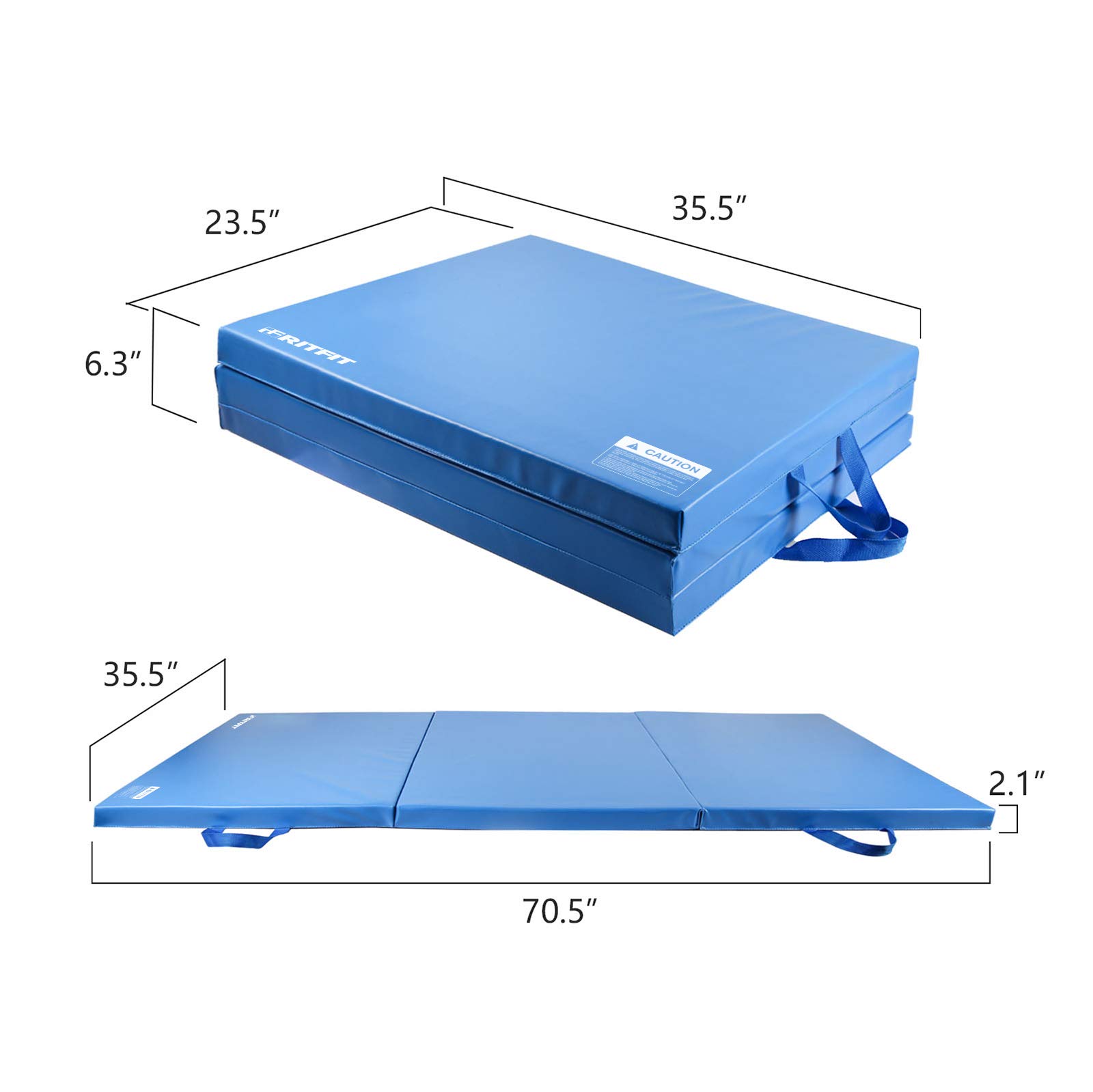 RitFit Upgraded Tri-Fold Folding Thick Exercise Mat 6’x3’ with Carrying Handles for MMA, Gymnastics, Stretching, Core Workouts (Sky Blue(3' x 6'))