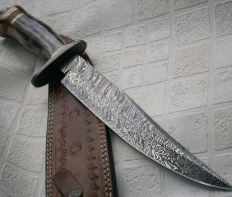 REG-599, Handmade Damascus Steel 15 Inches Bowie Knife - Bone Handle