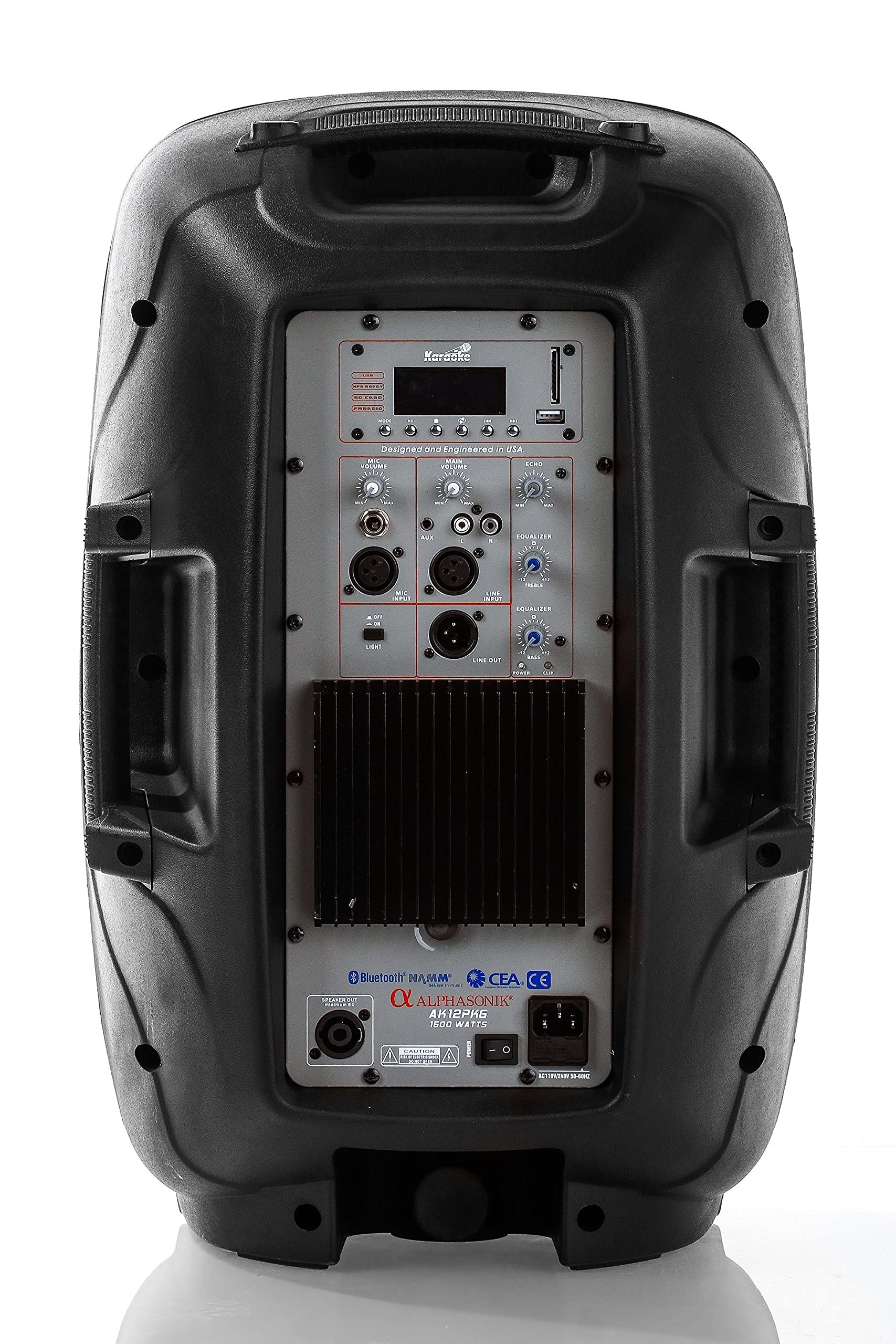 Pair Alphasonik All-in-one 12" Powered 1500W PRO DJ Amplified Loud Speakers with Bluetooth USB SD Card AUX MP3 FM Radio PA System LED Lights Karaoke Mic Guitar Amp 2 Tripod Stands Cable and Microphone