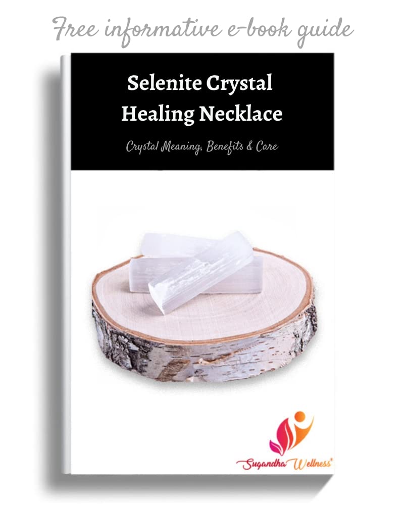 Raw Selenite Crystal Healing Necklace - for Crown Chakra | Balances Energy and Stabilizes Emotions. Aids Judgment, Conscious Understanding and Insight. Assists Energetic Healing | with Stylish Chain