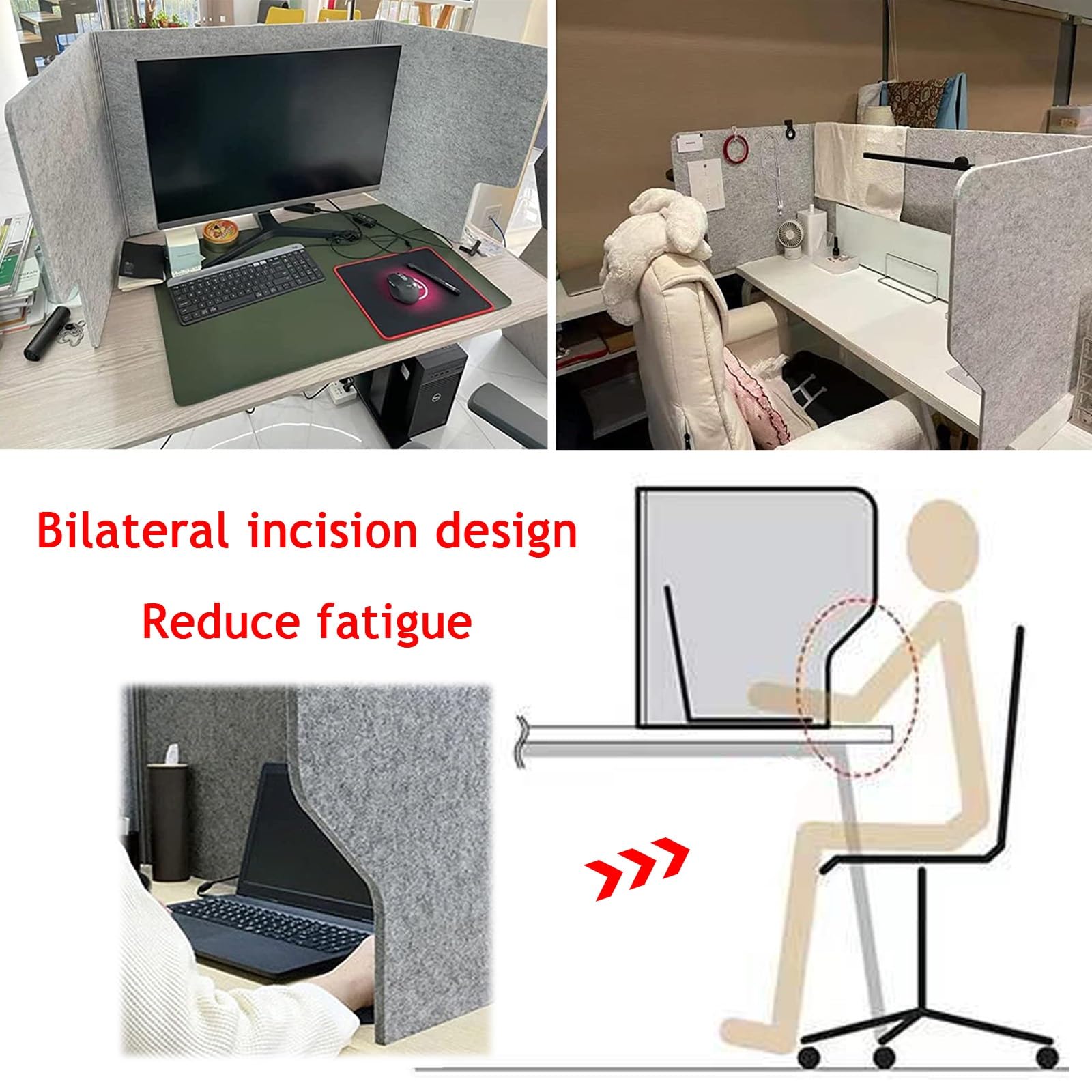 SAGIDAR Office Divider Partition, Desk Barrier Sneeze Guard, 60/80/100cmx50cmx50cm, Tabletop Divider Sound Absorbing, Folding Portable, 3-Panel Partition Polyester Fiber