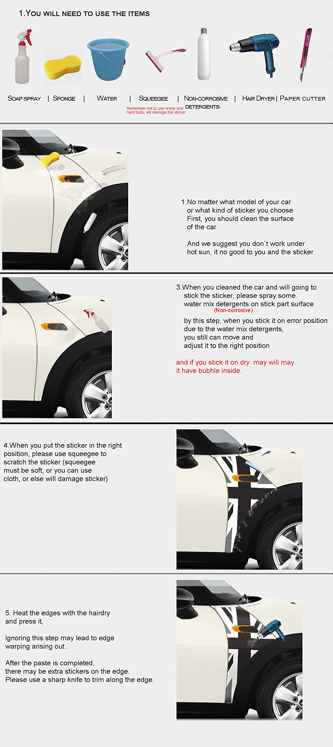 Paileco Front Fender Side Scuttles Decal Graphics Sticker (Grunge Union Jack Flag) for R55 R56 R57