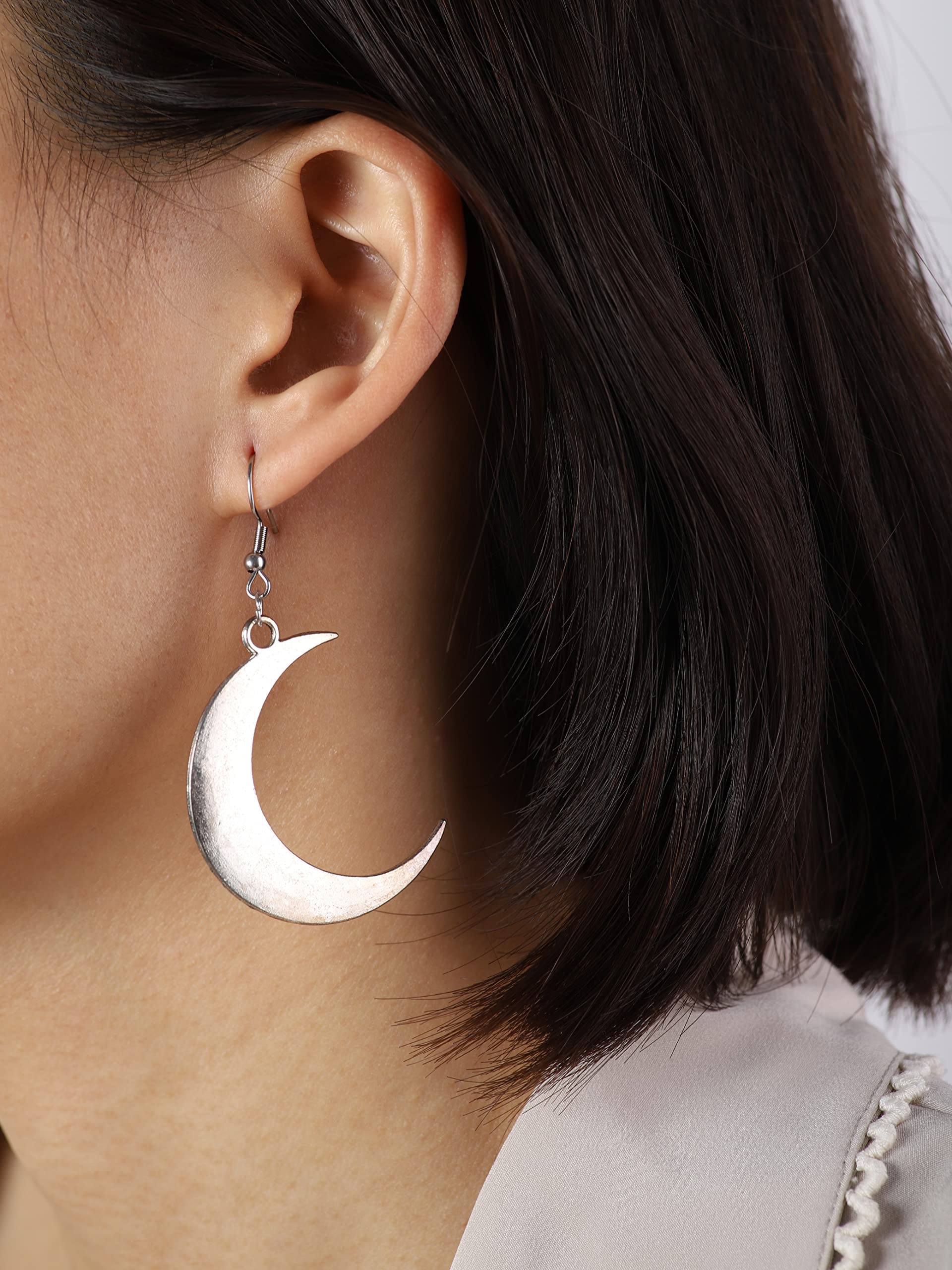 Sacina Gothic Moon Earrings, Zinc Alloy Crescent Moon Pendant, Celestial Earrings, Goth Jewelry Gift for Women