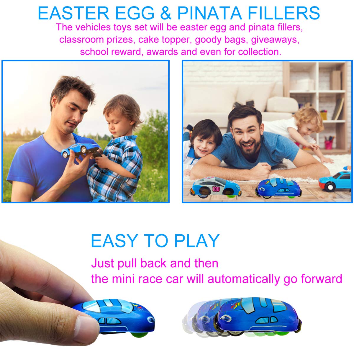Pull Back Car, 30 Pack Assorted Mini Plastic Vehicle Set, Pull Back Truck and Car Toys for Boys Kids Child Party Favors, Car Toy Play Set