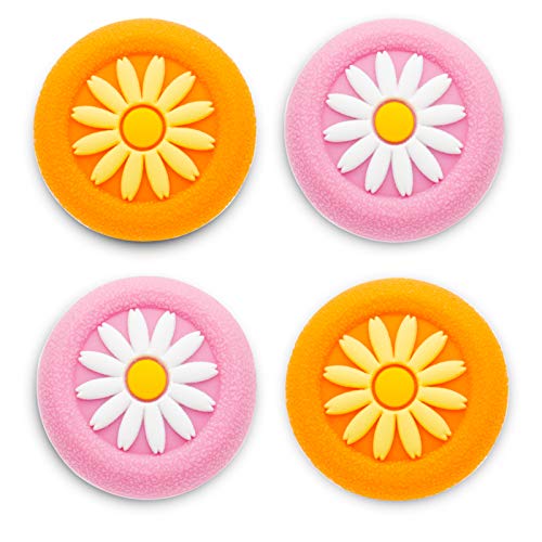 PlayRealm NO Falling Off Thumbstick Extender & Silicone Grip Cover 2 Sets for PS5 & PS4 Controller (RO)