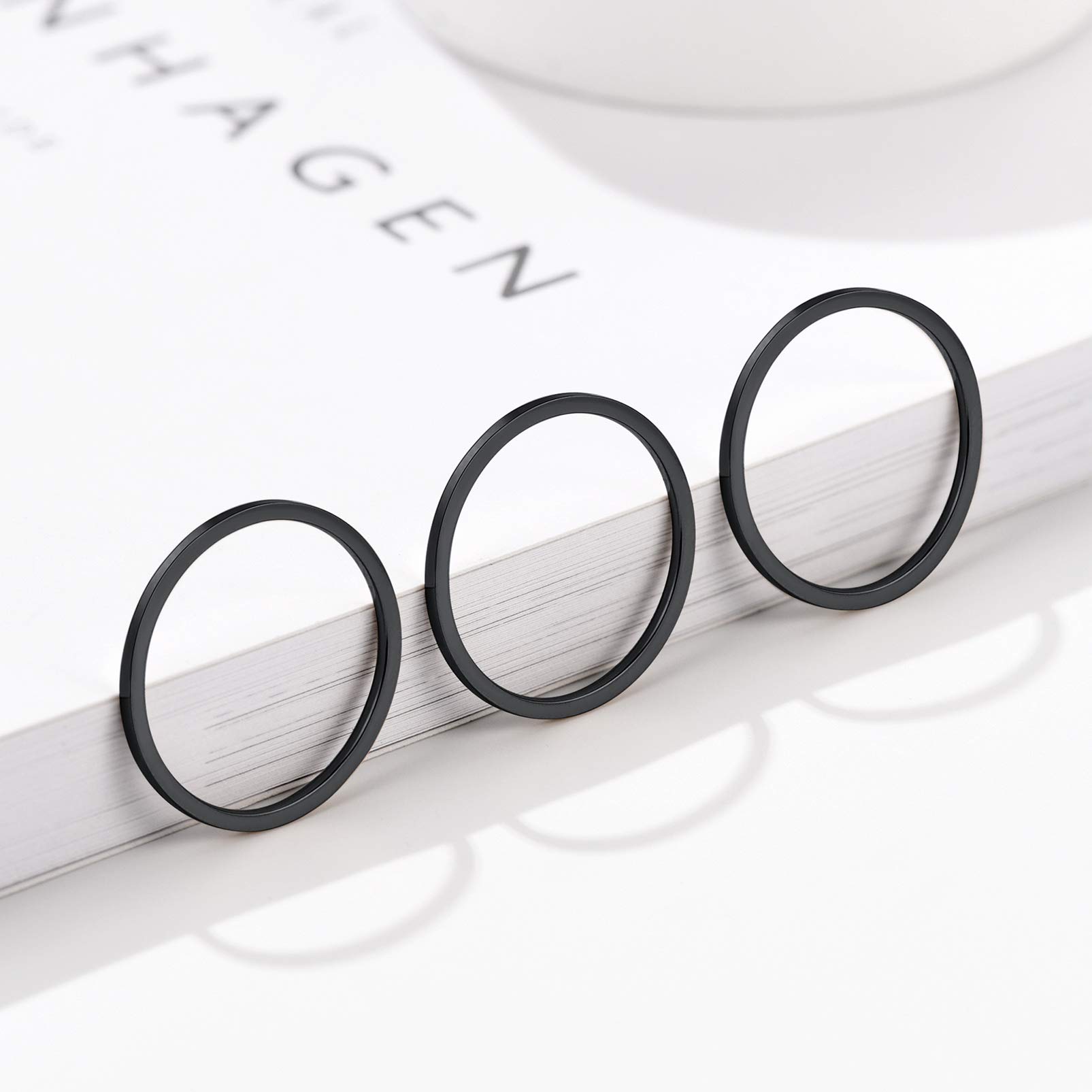 Stacking Rings Size 6 Women Statement Ring Thin Bands Set Midi Finger Knuckle Rings Black