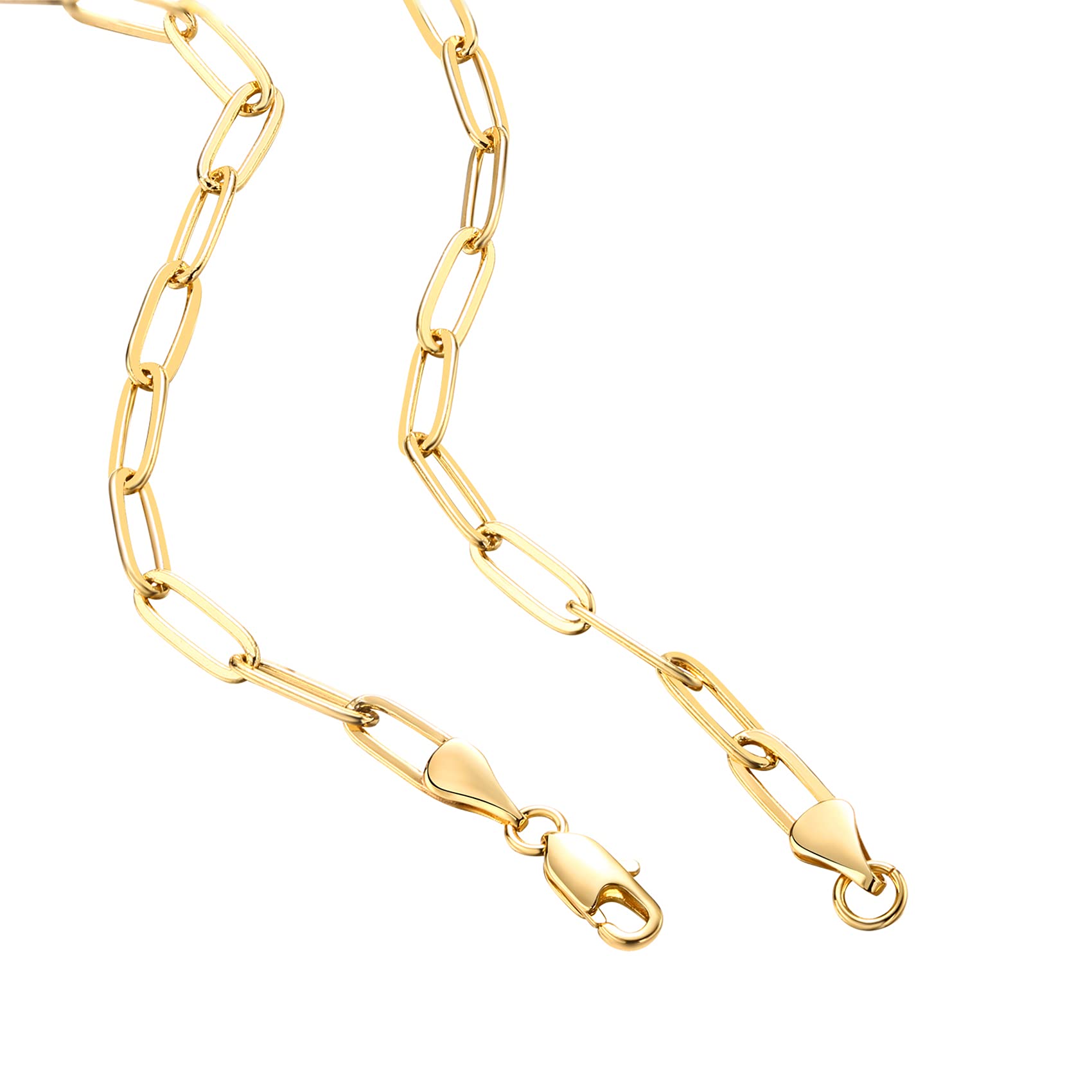 PAVOI Womens 14K Gold Plated β Yellow Gold Paperclip Chain Adjustable Necklace