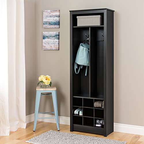 Prepac Space-Saving Entryway Organizer with Shoe Storage, Black