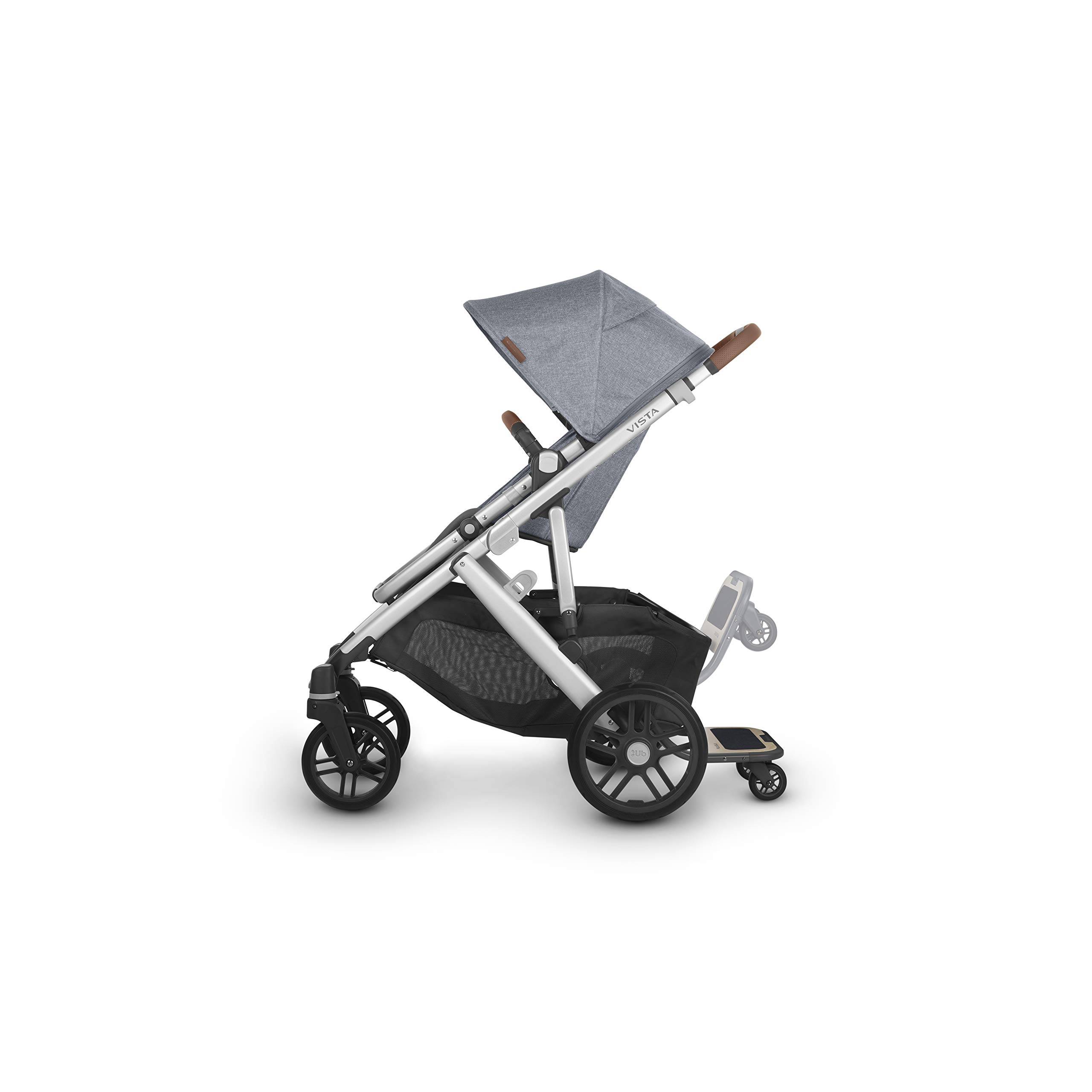 UPPAbaby Vista V2 Stroller - Emmett (Green Melange/Silver/Saddle Leather) + Piggyback for Vista & Vista V2