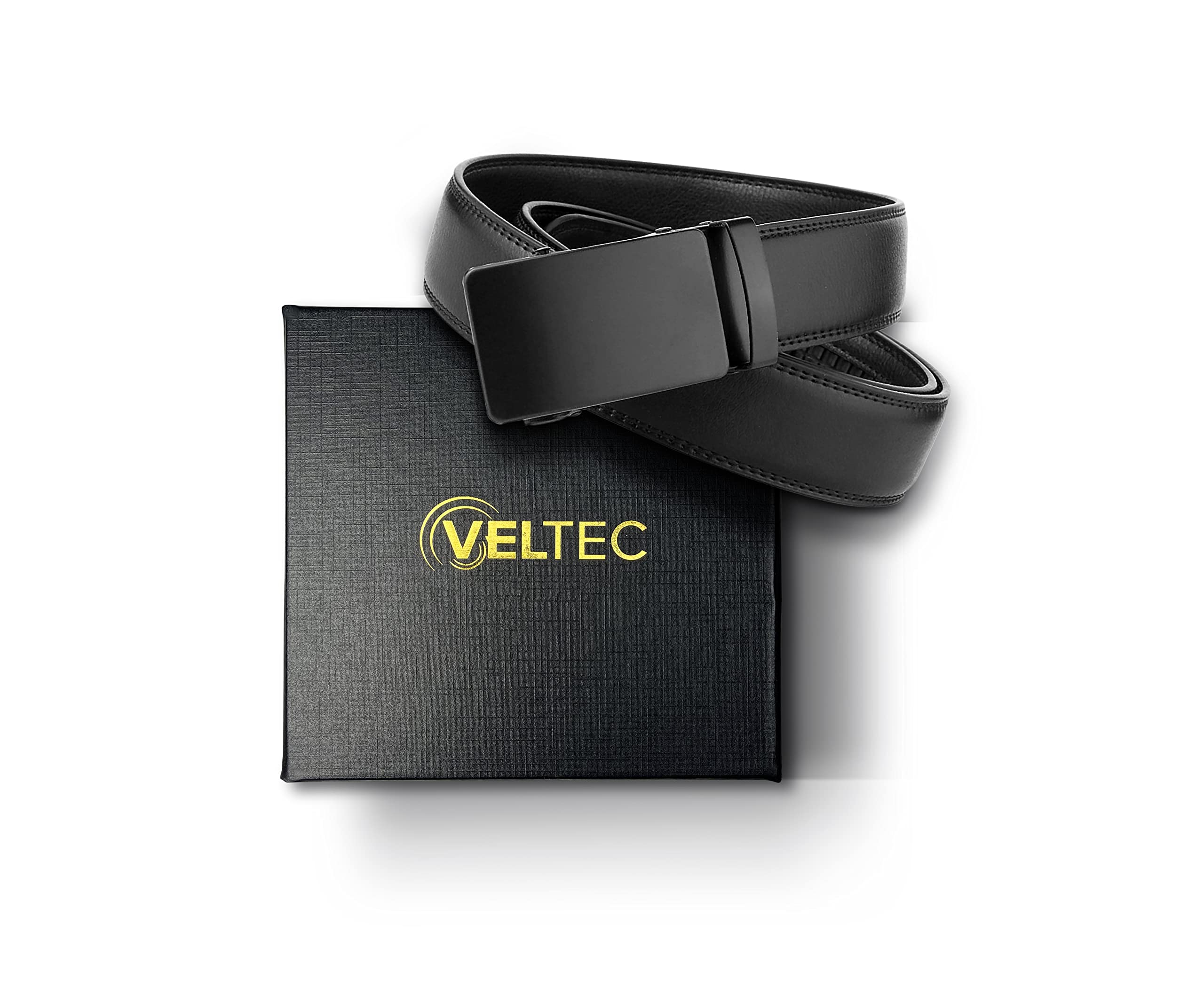Veltec Leather Adjustable Dress Ratchet Belt for Men, Trim to Fit, Gift Box - Style 2