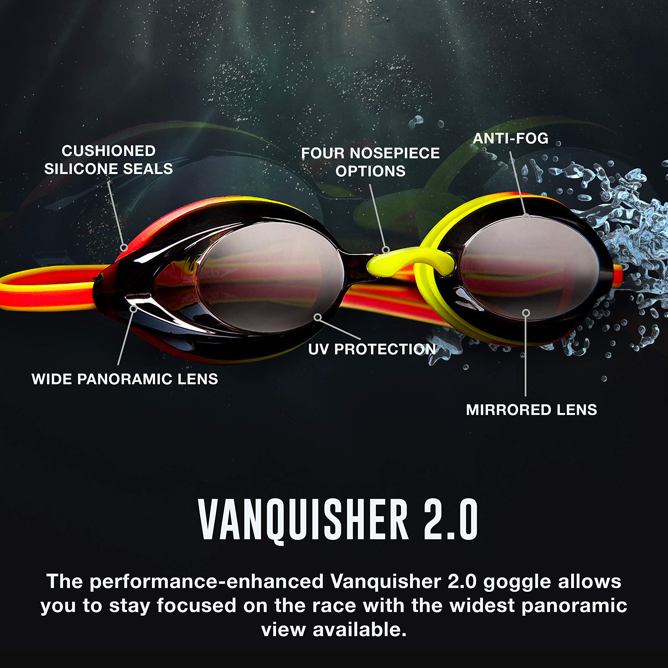 Speedo Unisex-Adult Swim Goggles Mirrored Vanquisher 2.0, Dazzle Pink LTD