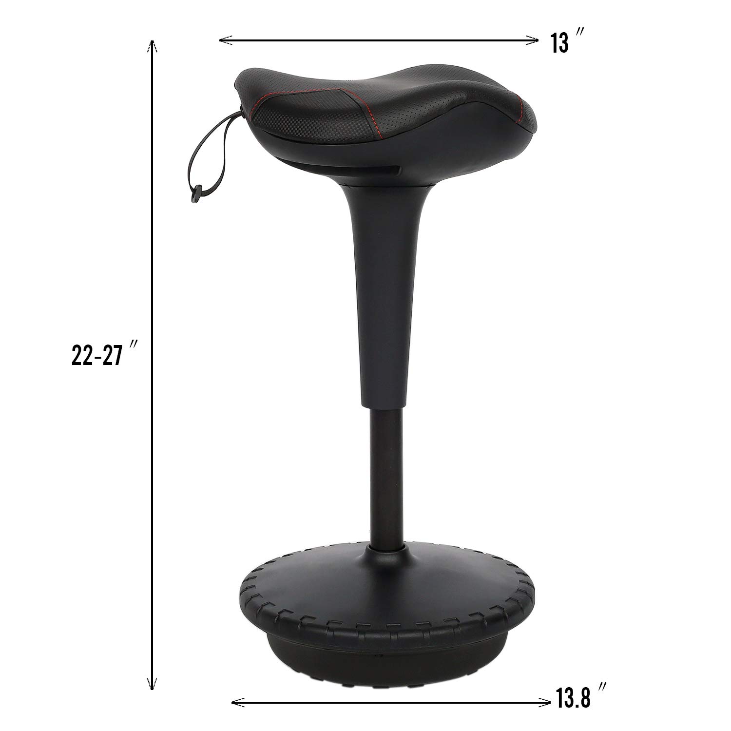 Puluomis Balance Perch Stool Saddle Design Wobble Stool Adjustable Height 22-27 Inch for Active Sitting Office Standing Desk Swivel Stool Black