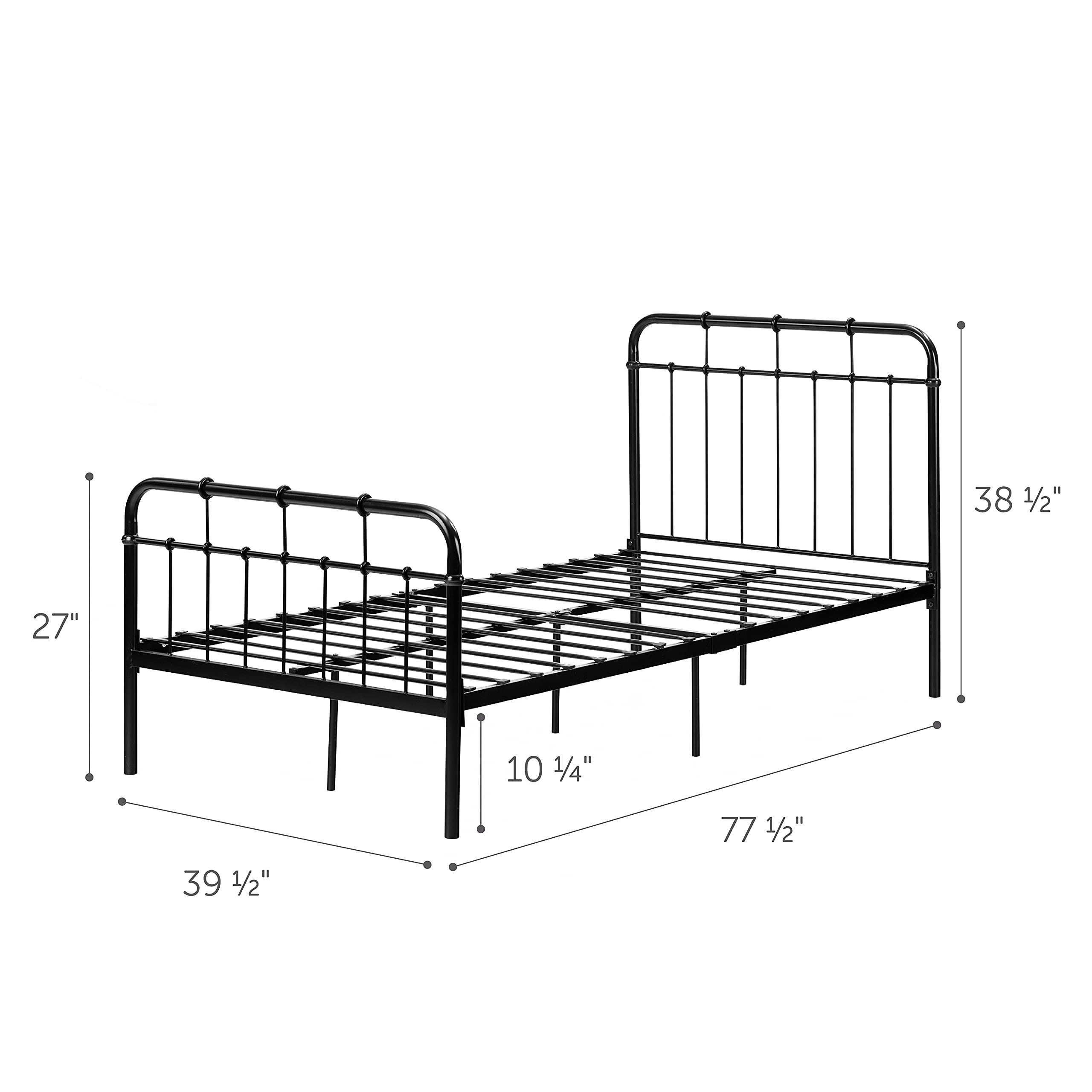 South Shore Cotton Candy Metal Complete Bed-Twin-Black