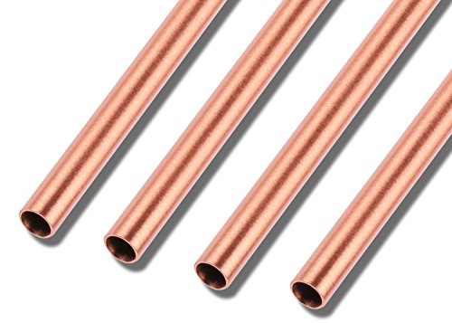 ZERRO Copper Straws Food Safe Solid Copper Mule Drinking Straws( Set of 4) Straight 8.5inch Cleaning Brush Included