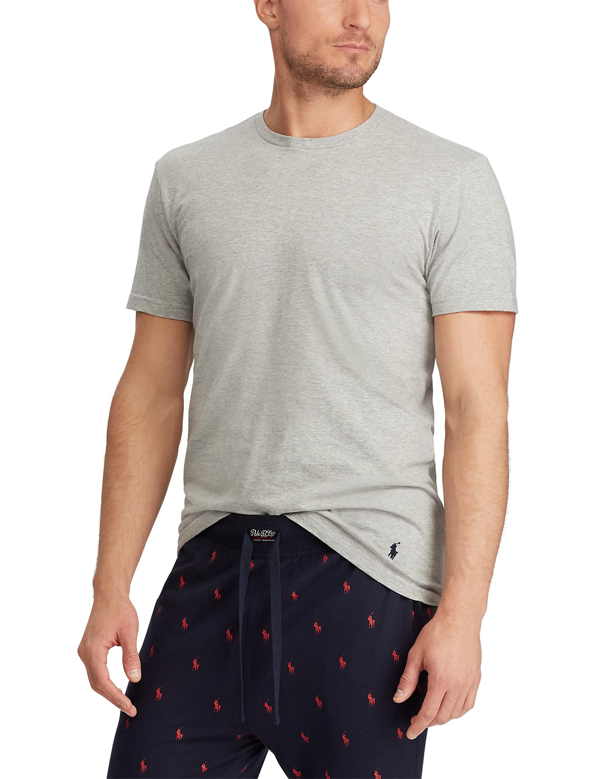 POLO RALPH LAUREN Mens Classic Fit W/Wicking 3-pack Crews Undershirt, Andover Heather/Bali Blue/Cruise Navy, Large US