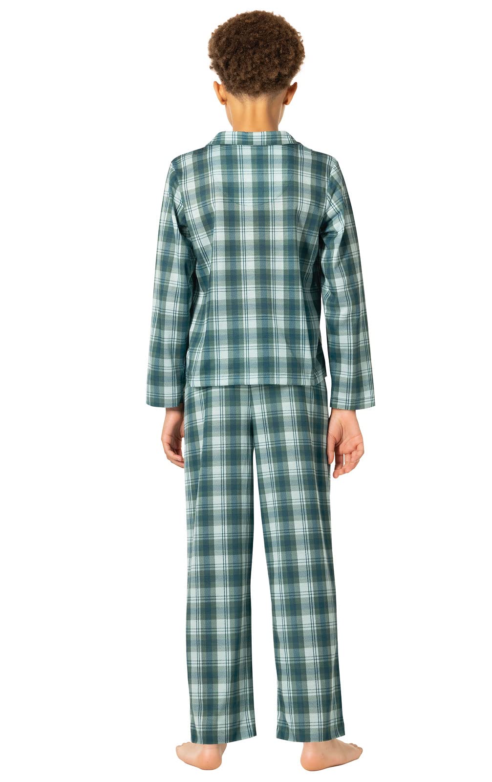 PajamaGram Pajamas Kids - Girls Pajama Sets, Teal Plaid Button-Front PJ, 10