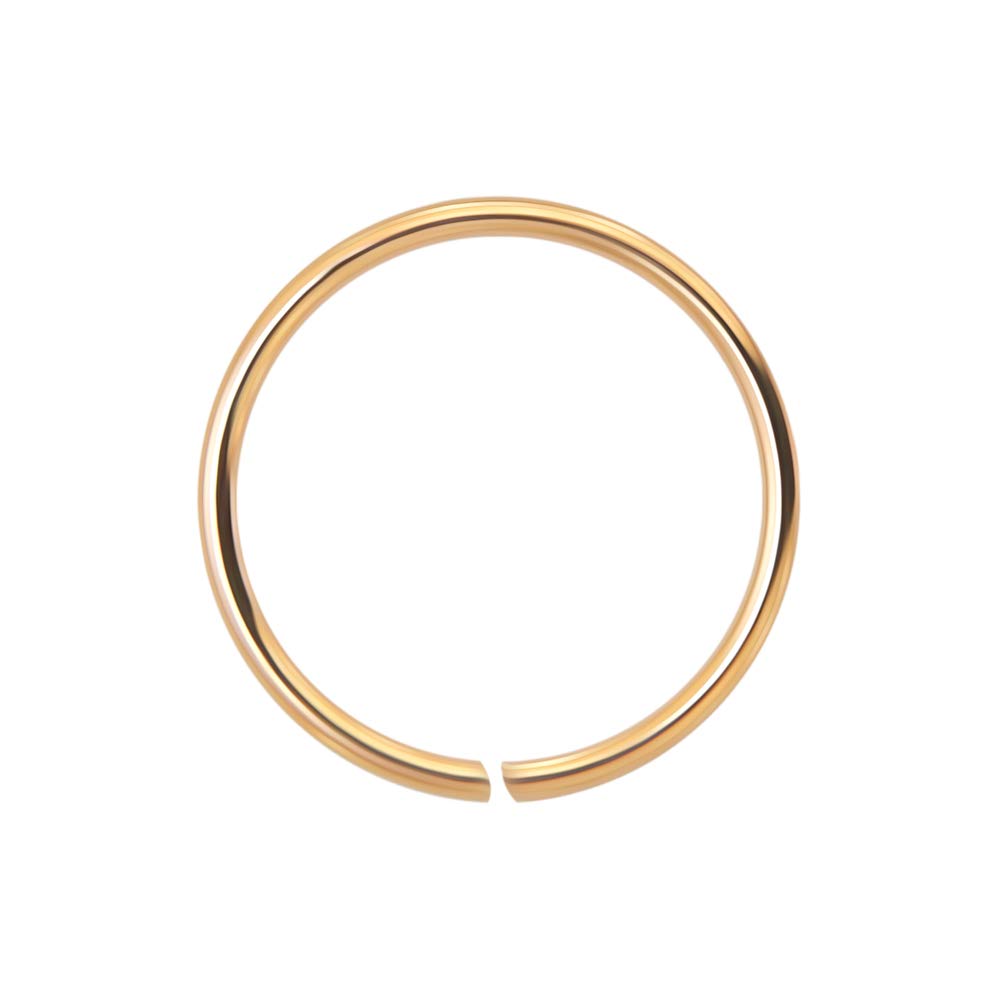 PiercingPoint 14 Karat Solid Rose Gold 22 Gauge (0.6MM) - 1/4 Inch (6MM) Length Seamless Continuous Nose Hoop Ring
