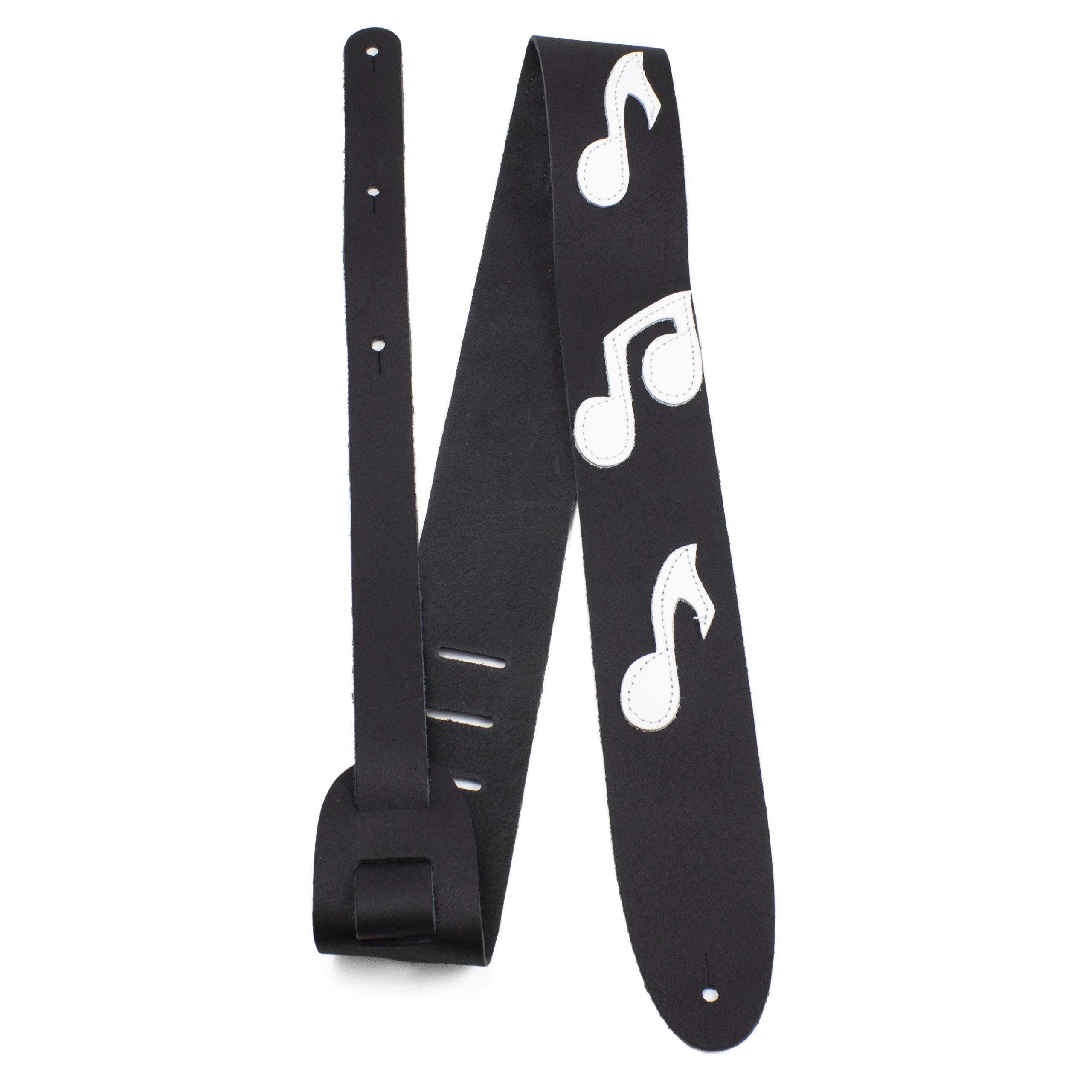 Perri's Leathers, The Famous Collection, Guitar Strap, Music Notes Themed, Leather, Adjustable for Electric/Acoustic/Bass Guitars, Anti-Slip, 41" to 56" Inches, Compatible with All Lock Systems, Black