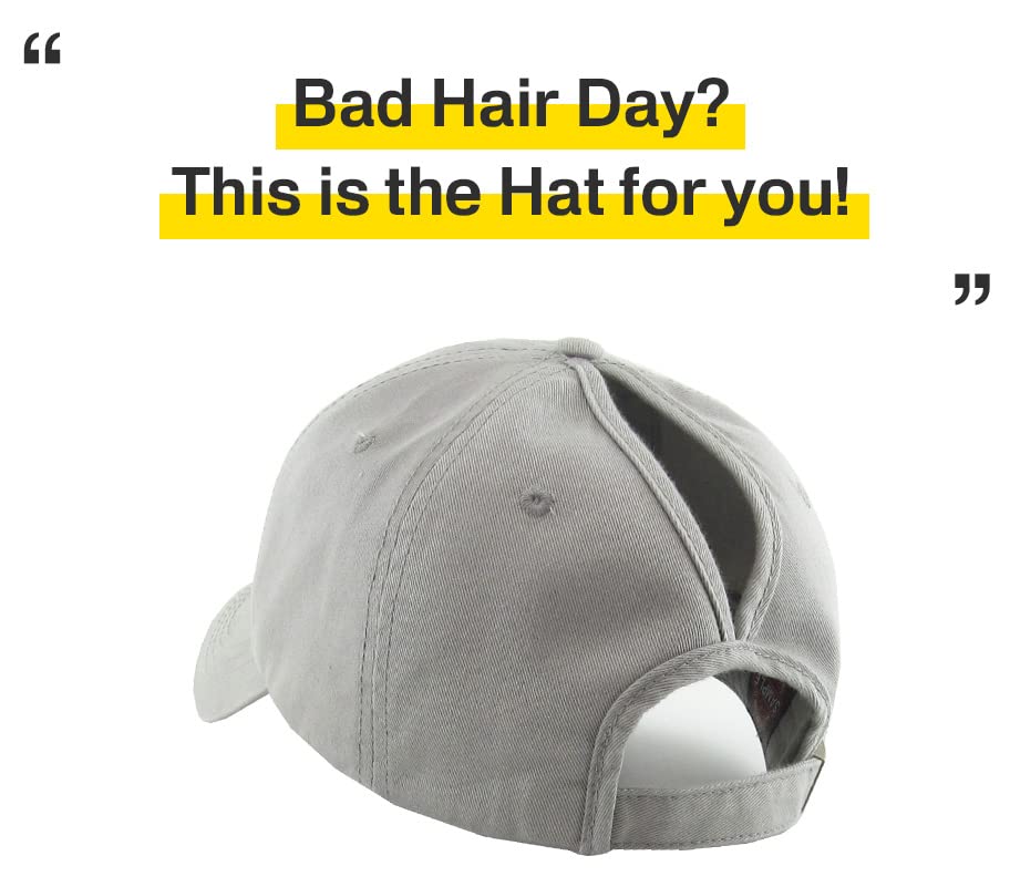 Pony-Classic LGY Classic Plain Ponytail Messy High Bun Headwear Adjustable Cotton Trucker Mesh Glitter Hat Baseball Cap (Adjustable, Light Gray Classic)