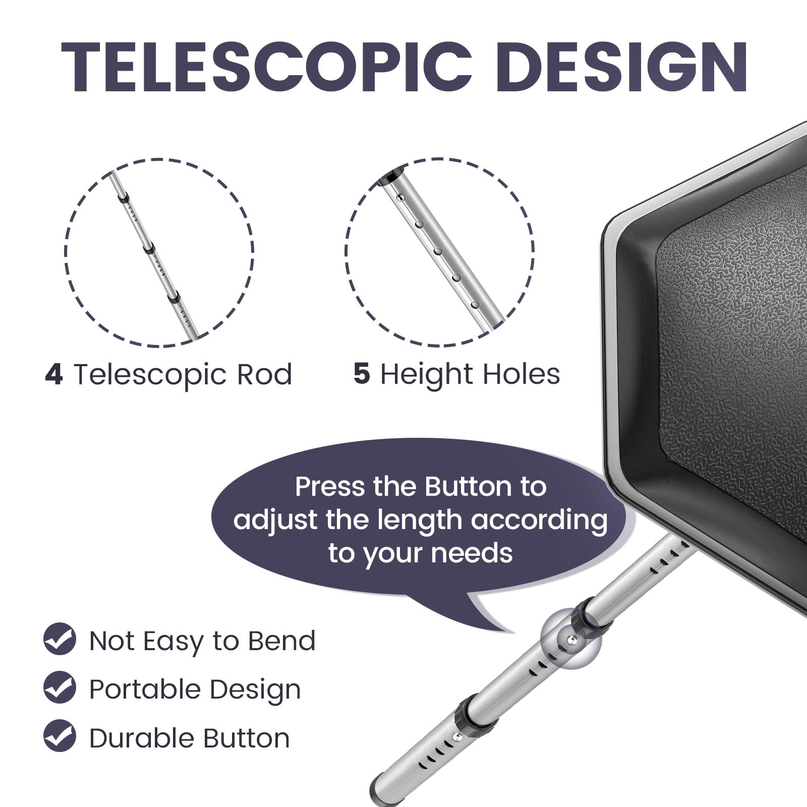 ToVii Golf Travel Bag Support Pole, Telescopic Golf Travel Bag Support System Aluminum Alloy Golf Support Rod and Hexagon Anti-Impact Support Top, Golf Club Travel Support Protection (Black)