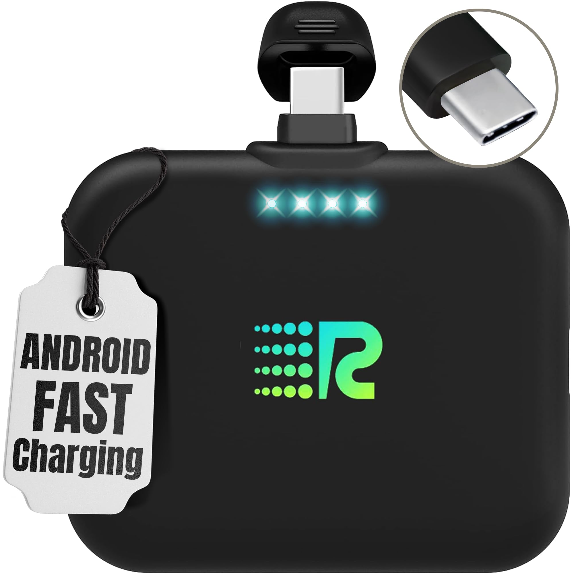 Rush Charge Air Portable Power Bank for Android (USA) β 2500mah, 2.1A High-Speed Power Bank Fast Charging - Lightweight, Compact USB C Charger β Travel Size, Pre-Charged Battery Pack