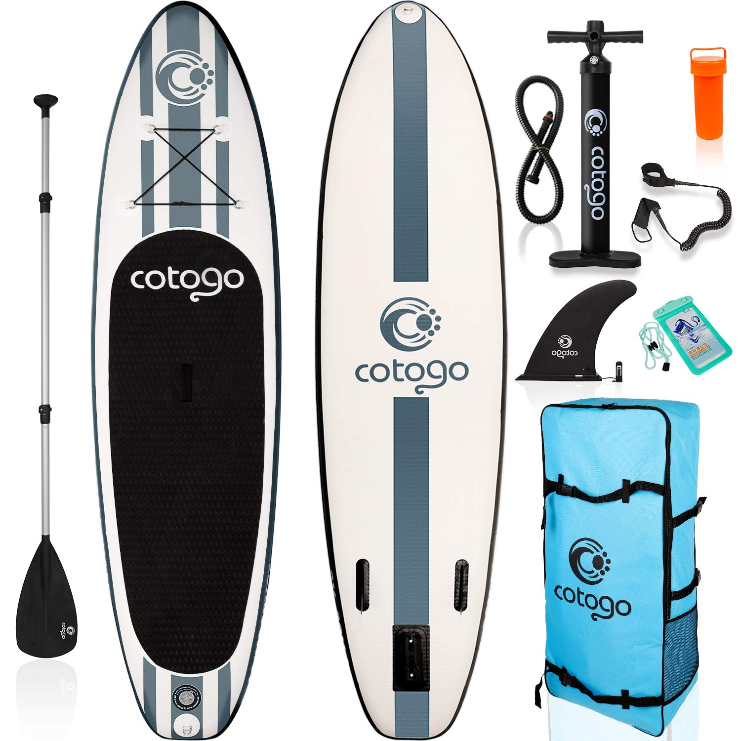 rolimate Inflatable Stand Up Paddle Board, with All SUP Accessories 6 Inches Thickness Wide Stance Bottom Fin for Paddling (Black)