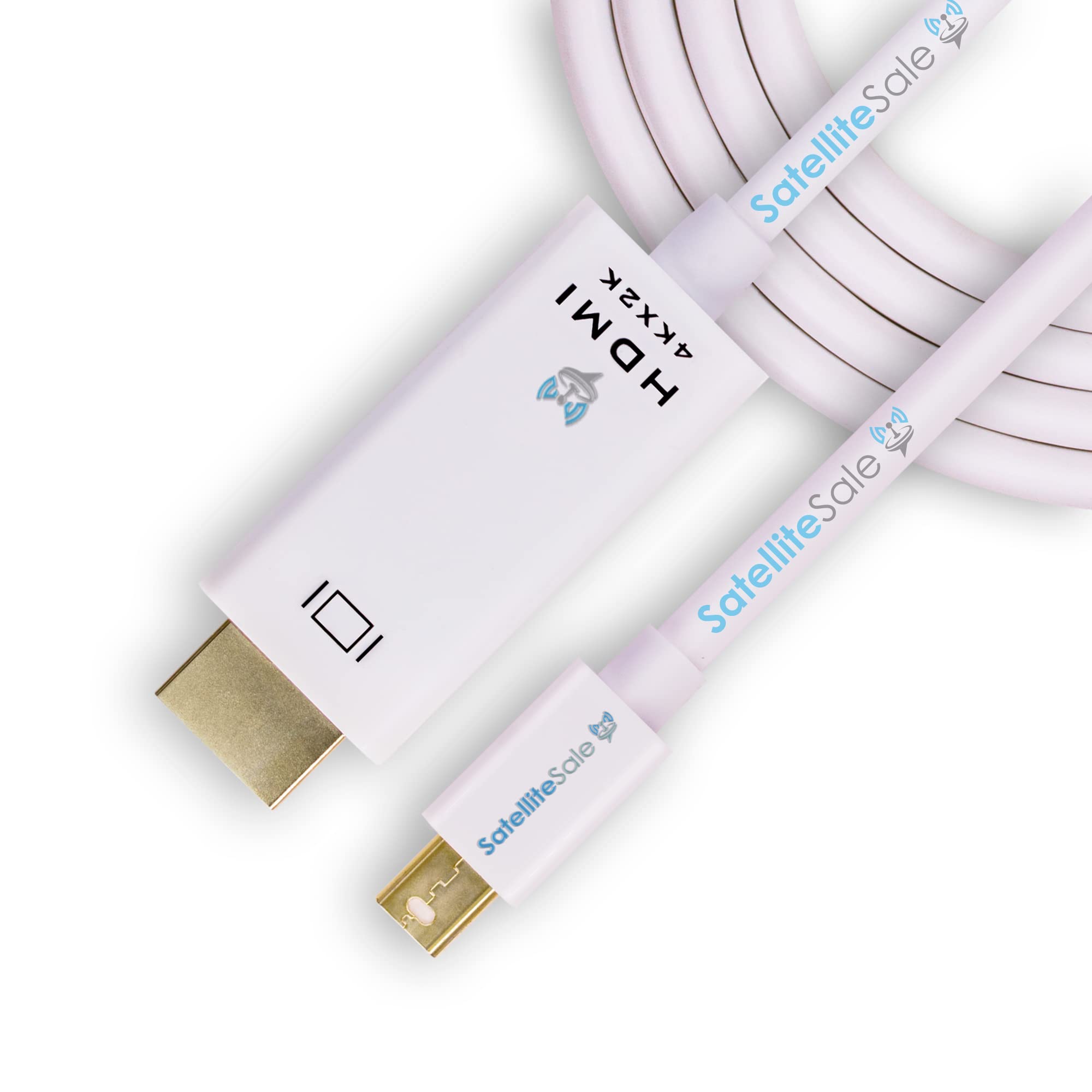 SatelliteSale Uni-Directional Mini DisplayPort to HDMI Cable Male to Male 4K/60Hz 8.64Gbps Universal Wire PVC White Cord 3 feet