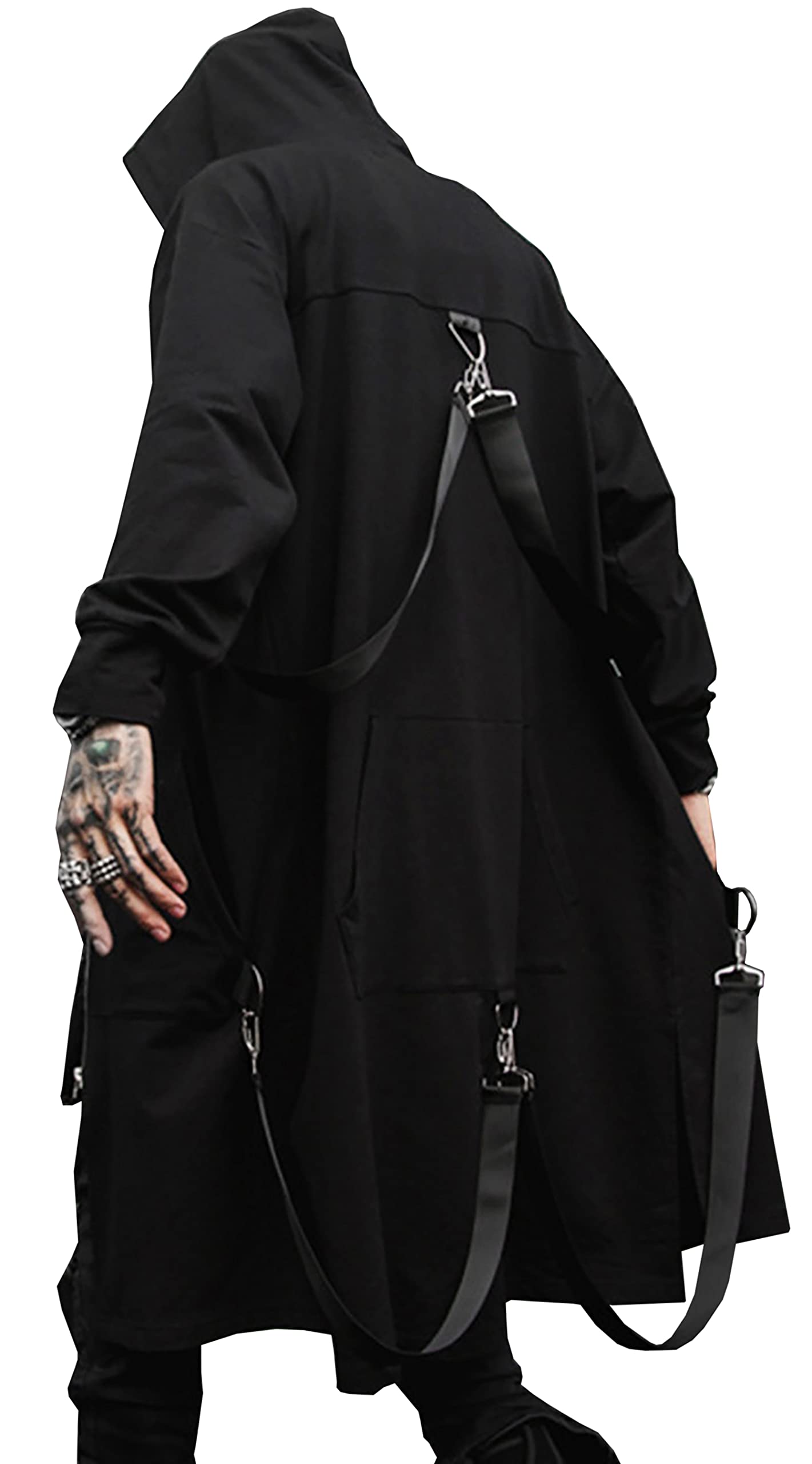 Yonititeee Mens Gothic Steampunk Spring Autumn Casual Long Sleeve Hoodied T-Shirt Black Chest 46 Inches