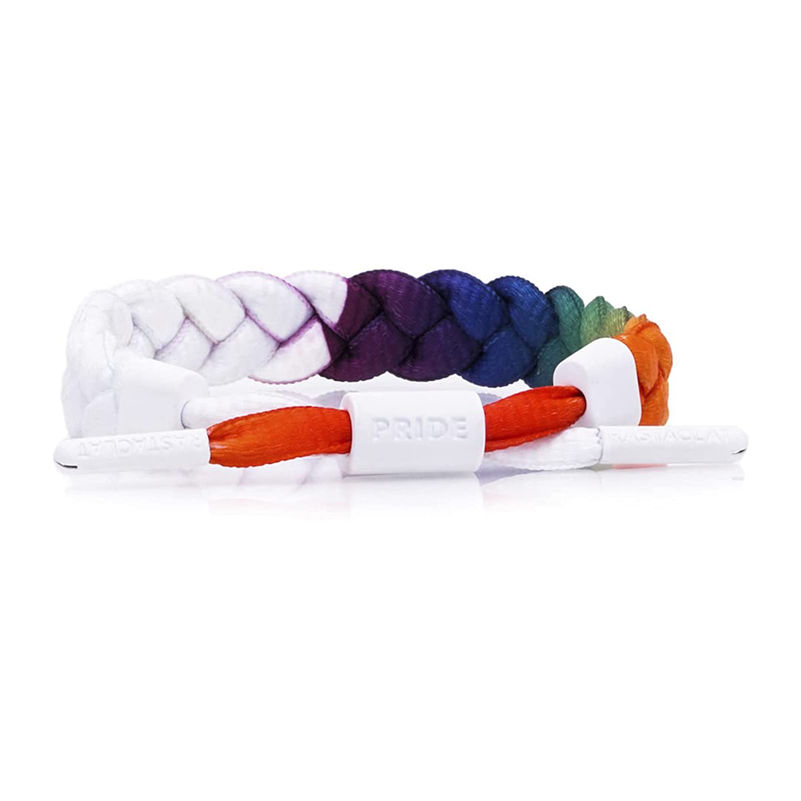 Rastaclat Braided Bracelet for Men and Women of All Ages - Pride White/Rainbow Bracelet | Adjustable Stackable Bracelet Braided by Hand (Medium/Large)