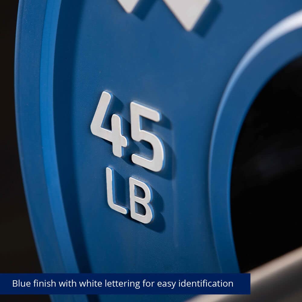 Titan Fitness 45 LB Blue Elite Olympic Bumper Plate, Competition Weight Plates, Rubber with Steel Insert, Sold Individually