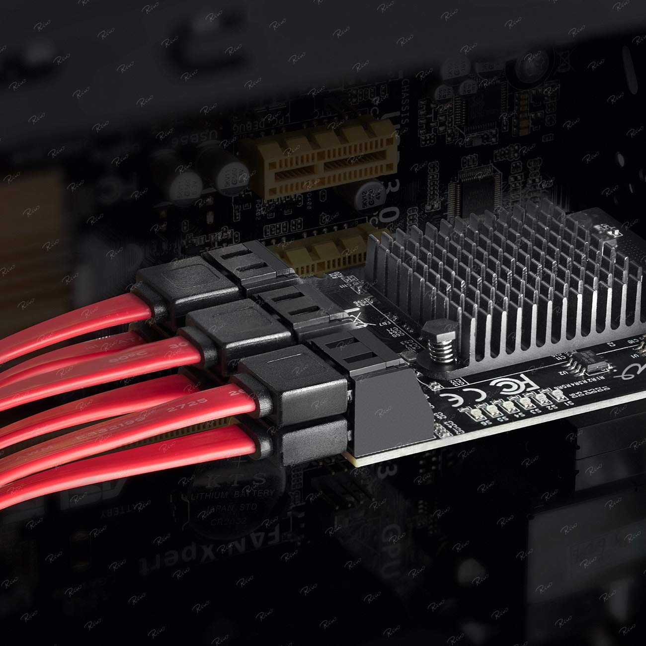 Rivo SATA III PCIe Card, 6 Sata Ports with 6 SATA Data Cables a SATA Powe Splitter Cable, 6 Gb/s SATA Controller PCIe Expression Card with Low Profile Bracket,Support 6 SATA 3.0 Hard Drives ​