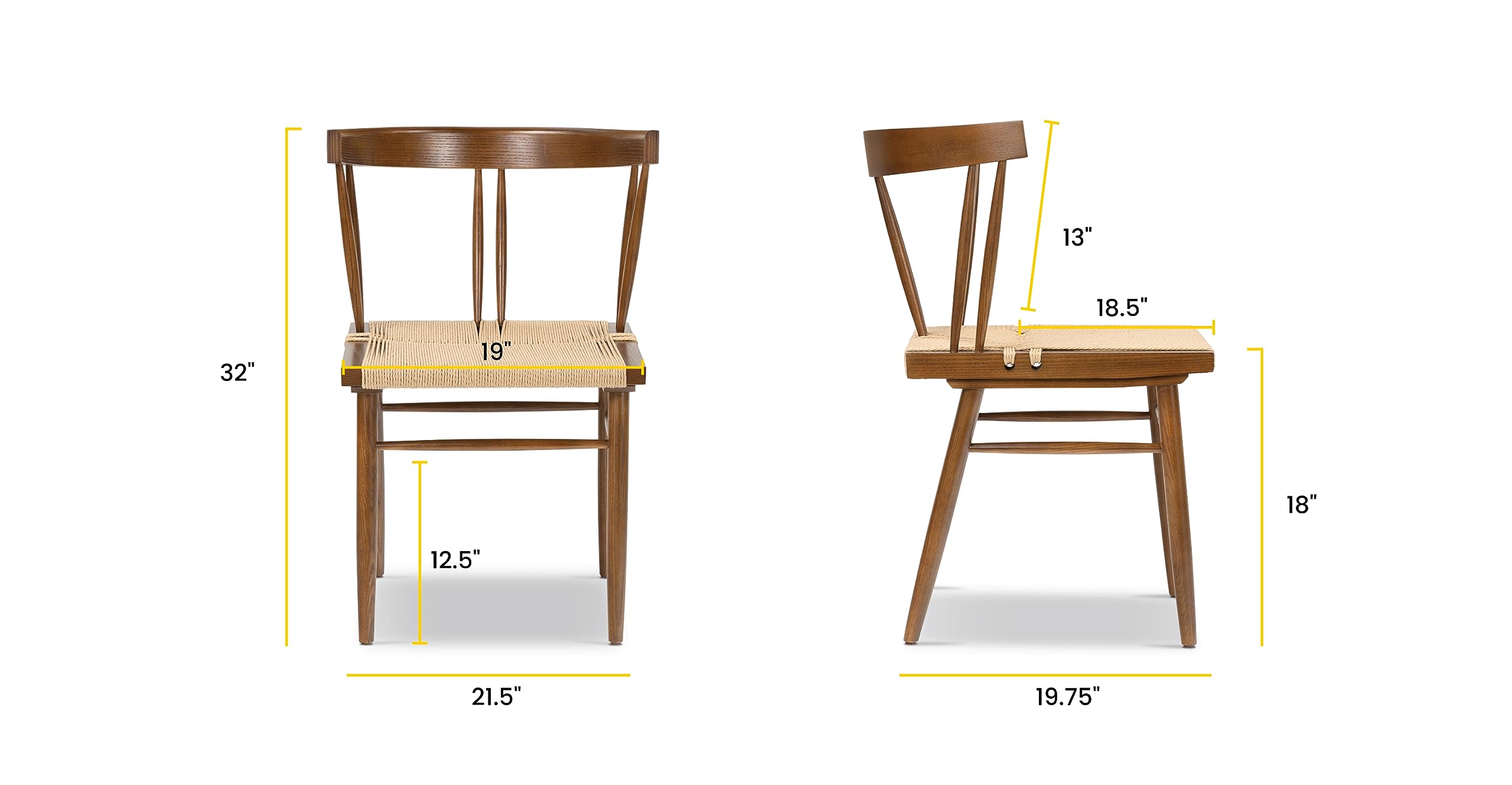 POLY & BARK Ferrara Dining Chair, Walnut