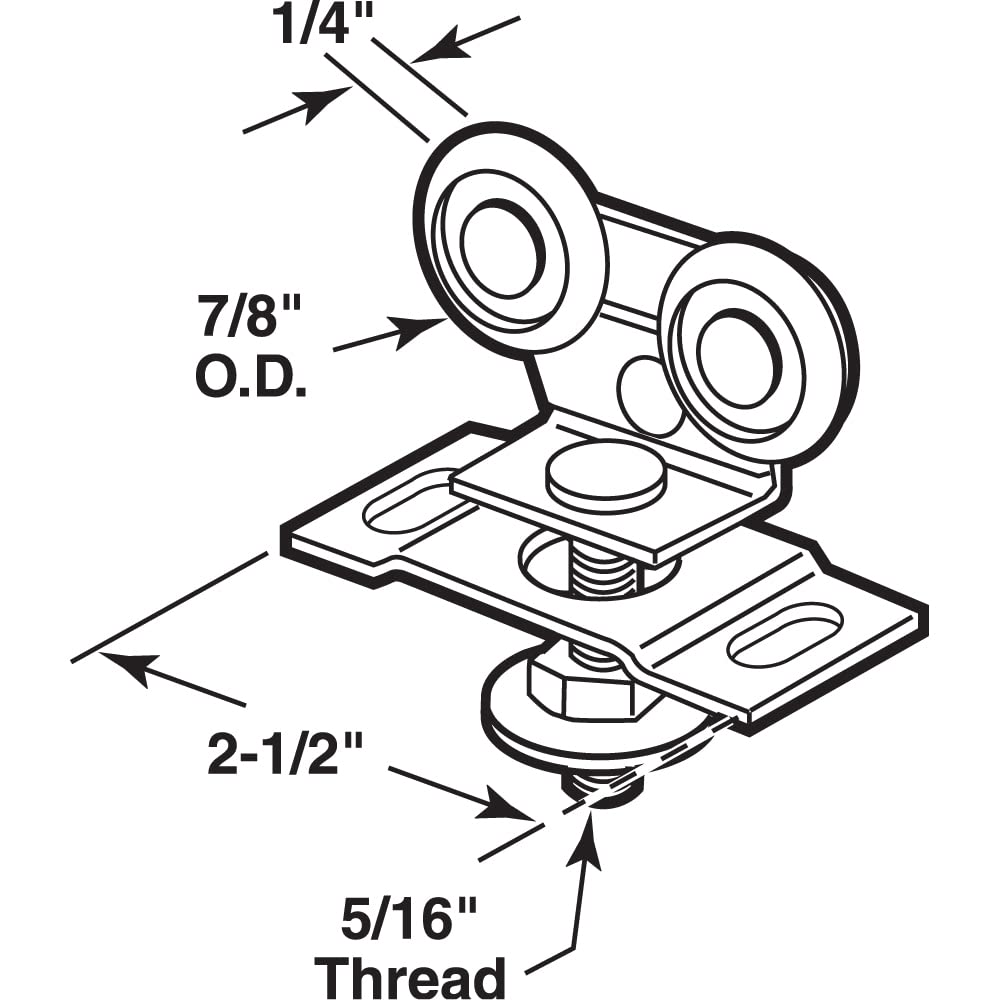 Prime-Line N 6725 7/8-Inch Nylon Wheel Pocket Door Top Roller Assembly, 7/8 in, Mill