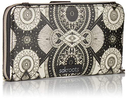 Sakroots Large Coated Canvas Smartphone Crossbody Bag, Black/White Wanderlust