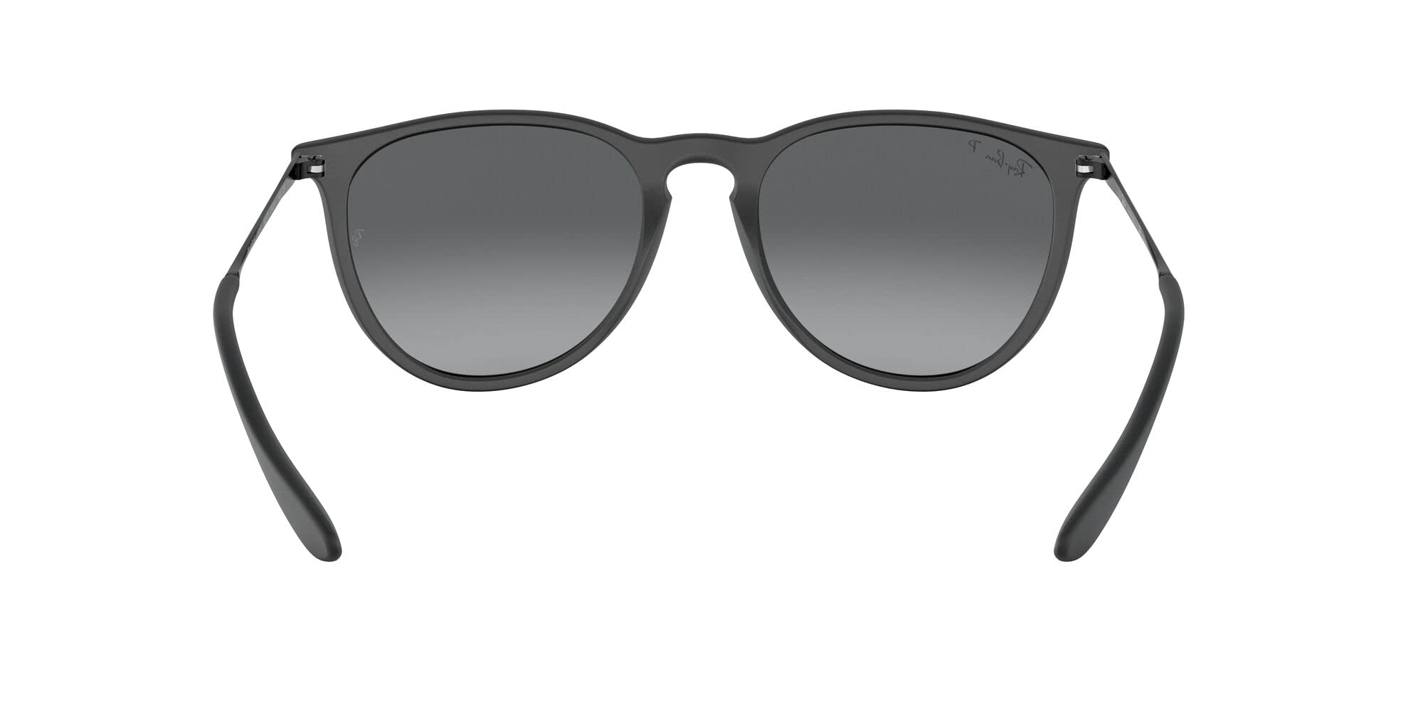 Ray-Ban RB4171F Erika Low Bridge Fit Round Sunglasses, Rubber Black/Light Grey Gradient Grey Polarized, 54 mm